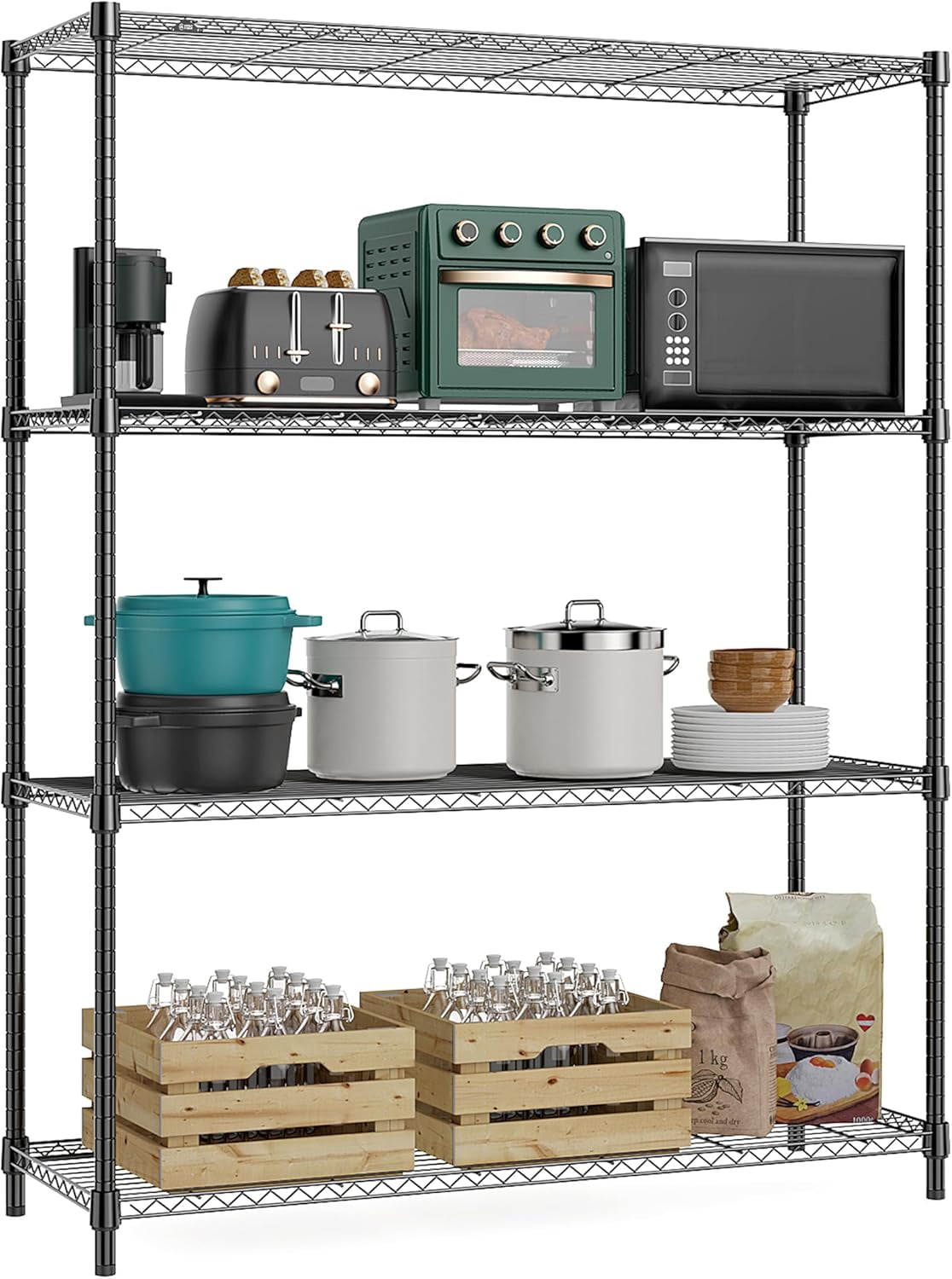 220 lbs 2 Tier Storage Rack Metal Wire Shelving Unit, Storage Standing ...