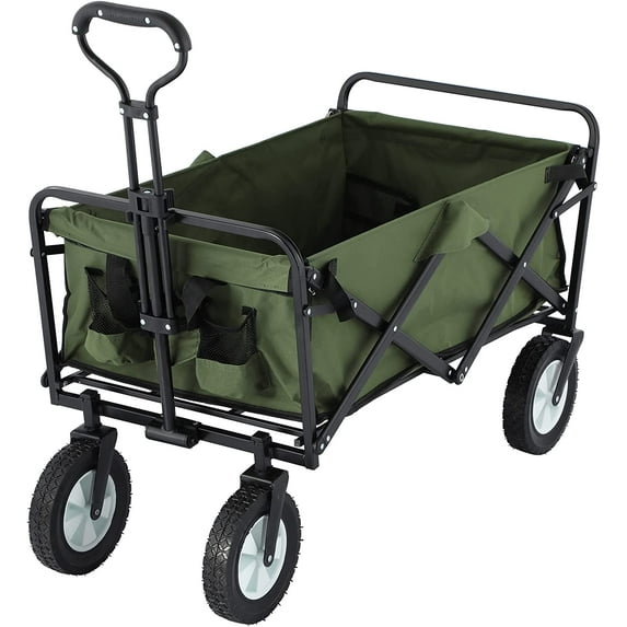220 lbs Capacity Folding Wagon, Utility Garden Cart Collapsible with ...