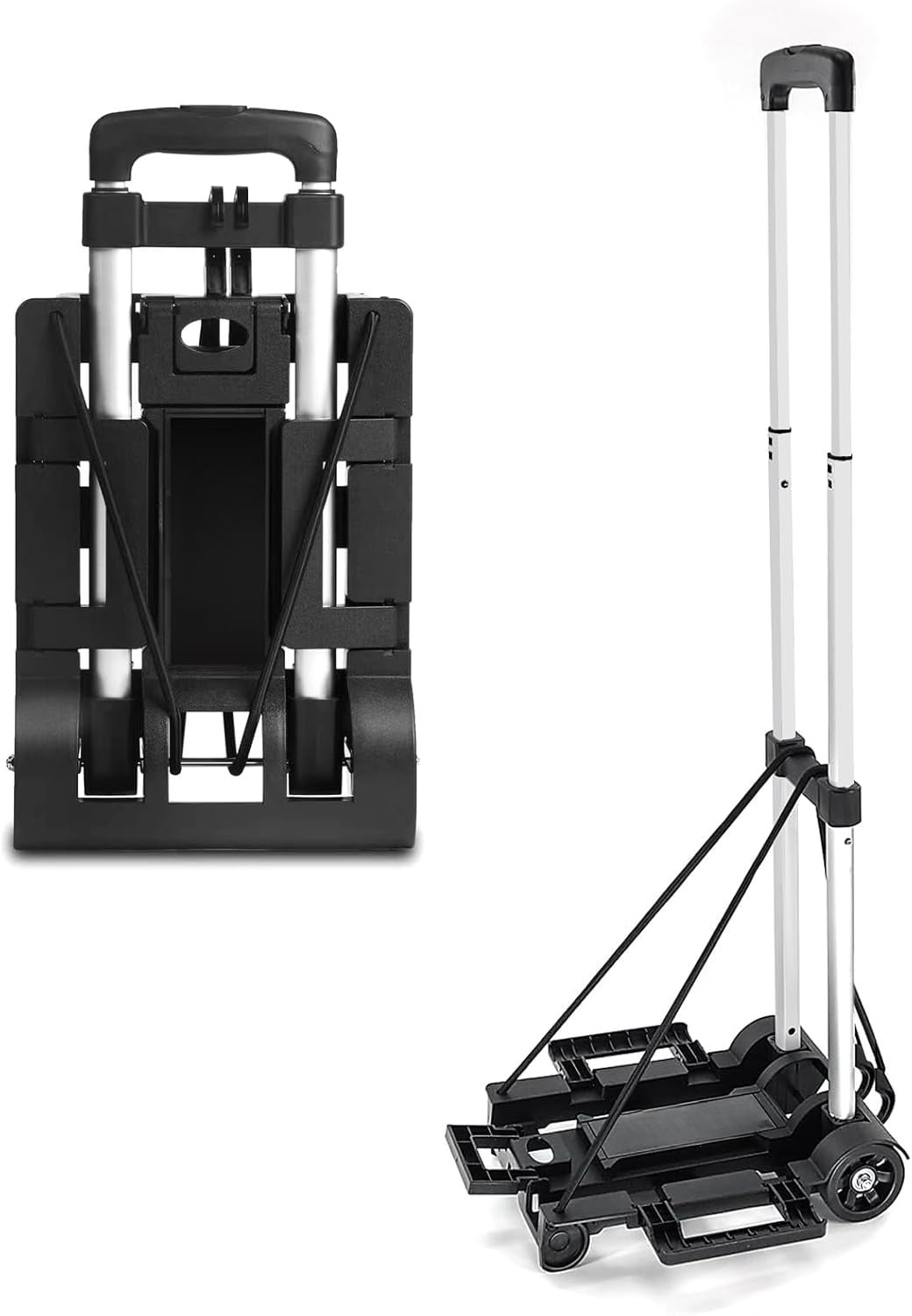 220 lbs Small Folding Hand Truck Dolly with 4 Wheels,Foldable Luggage Cart Expandable Large ...
