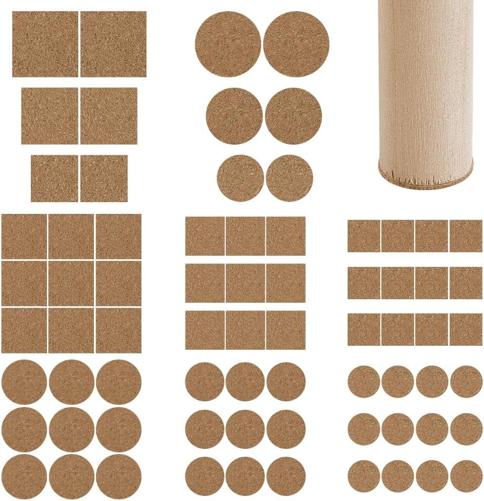 220 pcs Cork Pads 6 Styles Self-Adhesive Cork Furniture Pads Protects ...