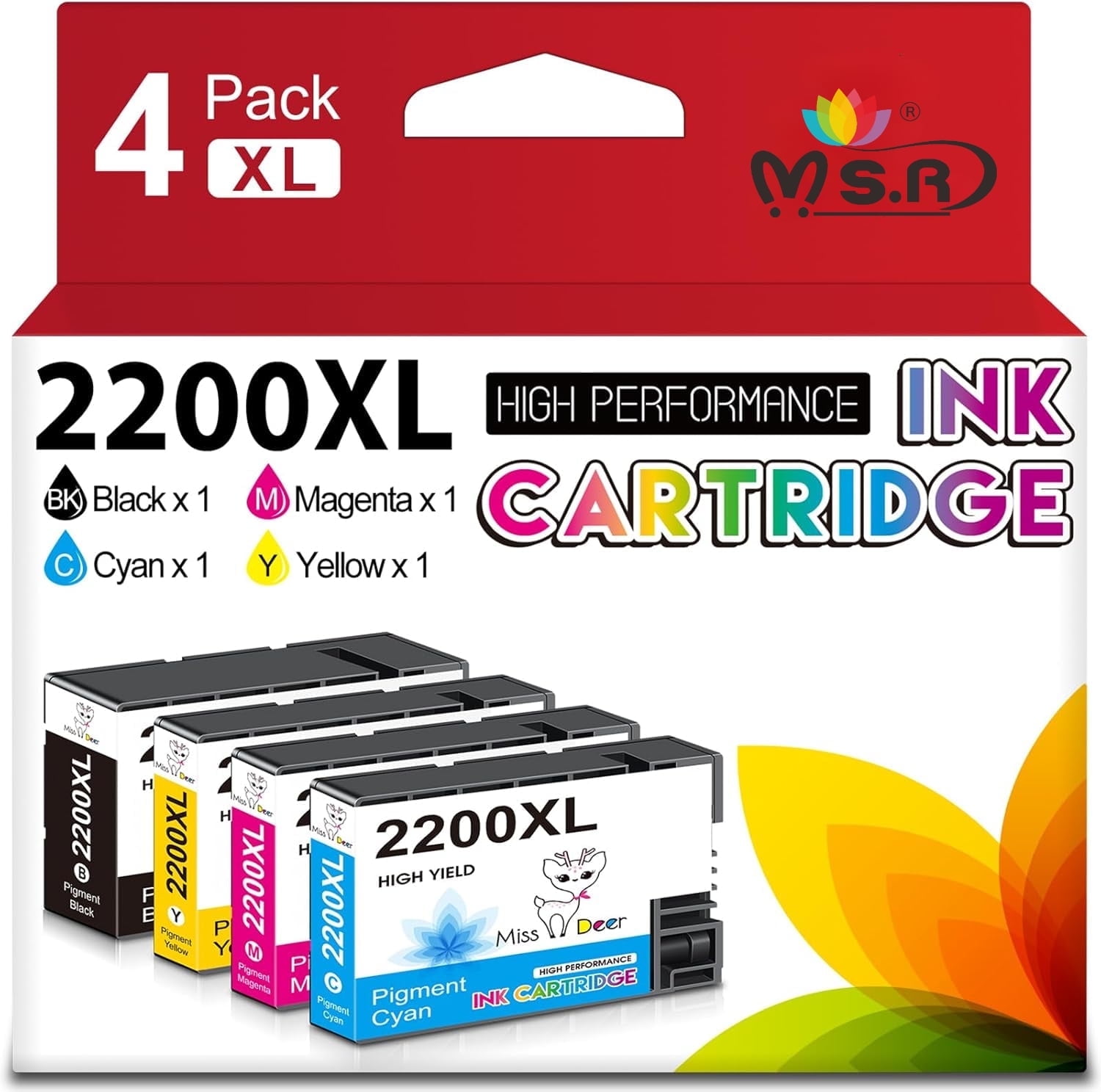 MS.R 2200 Ink Cartridges Compatible Replacement for Canon PGI 2200XL ...