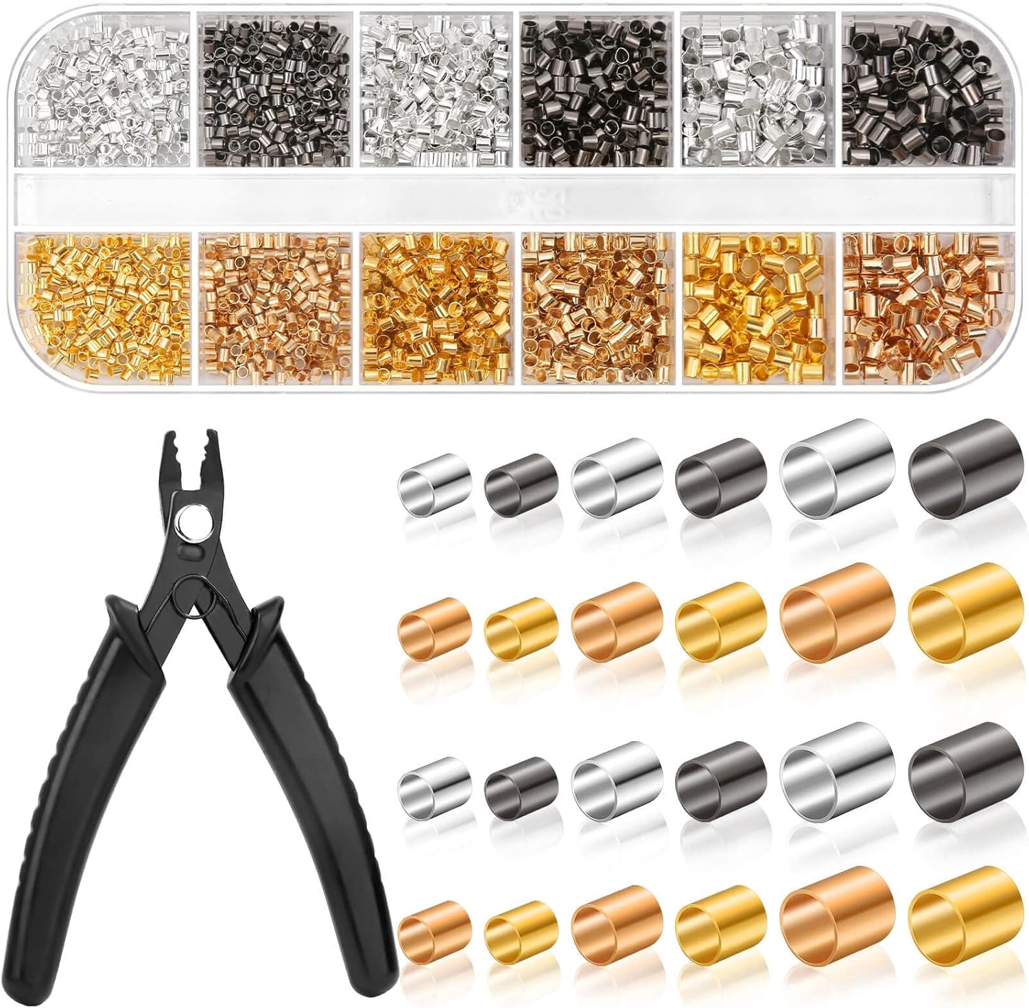 2200 Pcs Crimp Beads & Tubes Kit for Jewelry Making - with Professional ...