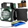 22000mAh Camping Solar Fan, Dual-Panel Rechargeable Solar Powered Fan ...
