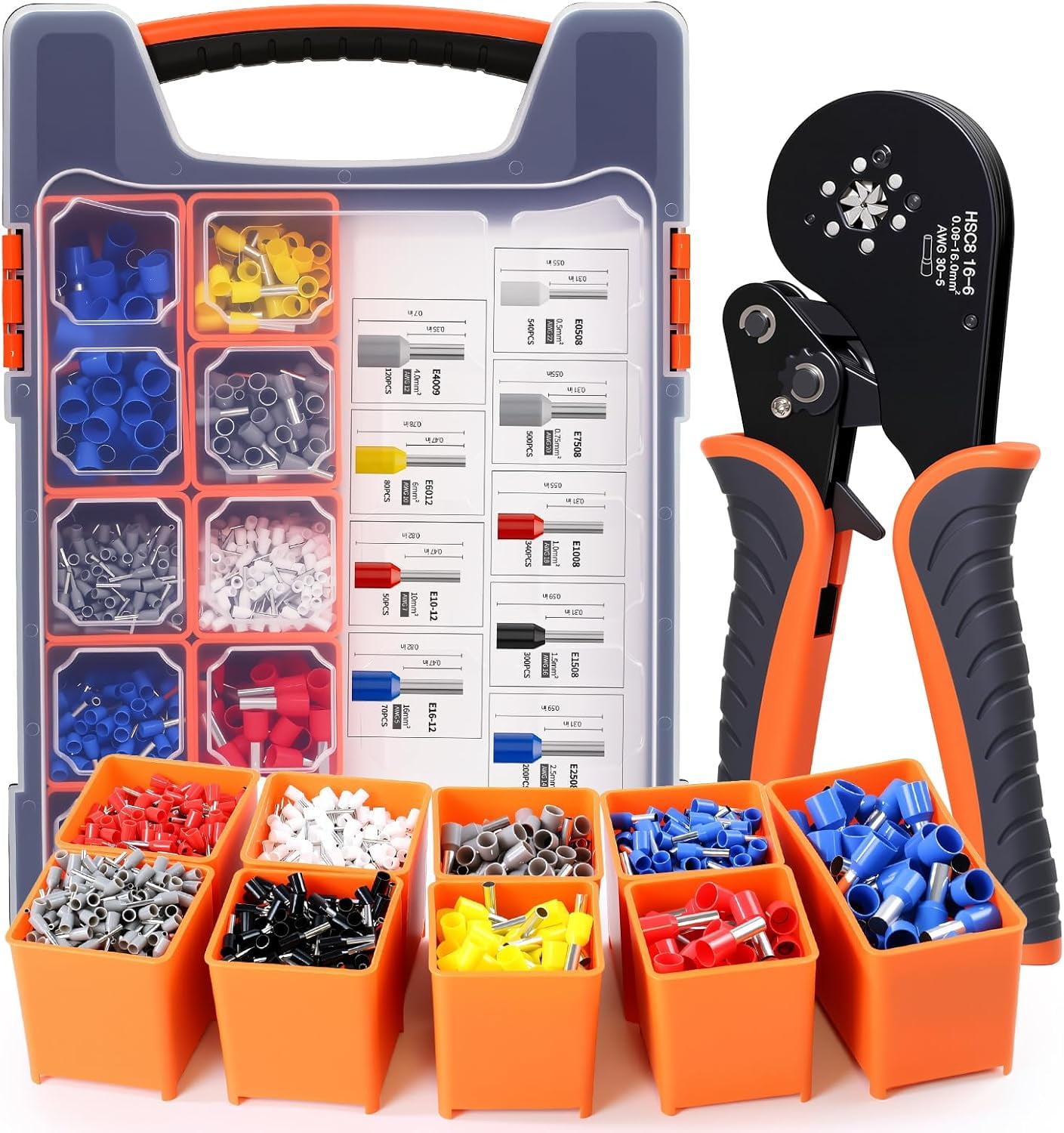 2200PCS Hexagonal Ferrule Crimping Tool Kit – AWG30-5 Self-Adjusting ...