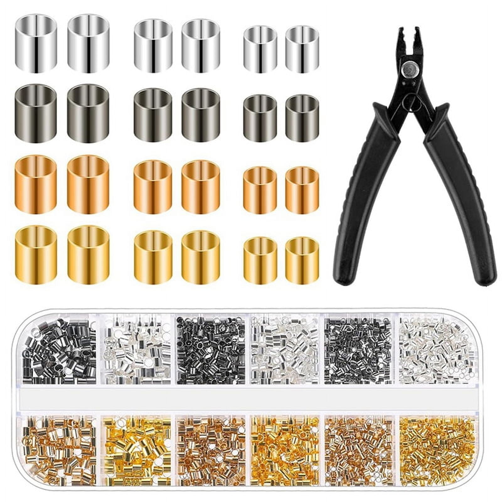 2200PCS Jewelry Crimp Beads Crimp Tubes with Crimping Pliers Crimping ...