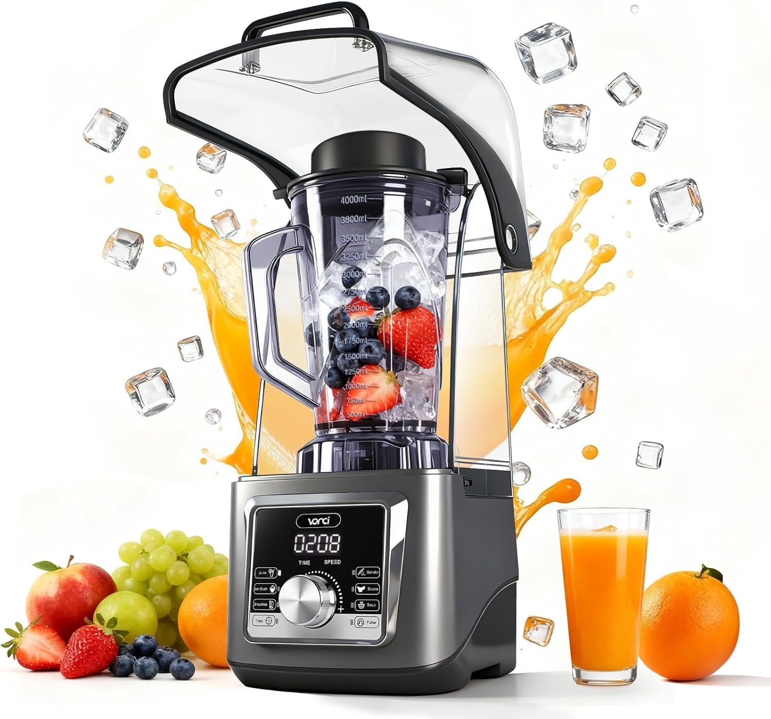 2200W Commercial Blender With Sound Enclosure, 135OZ Large Capacity ...