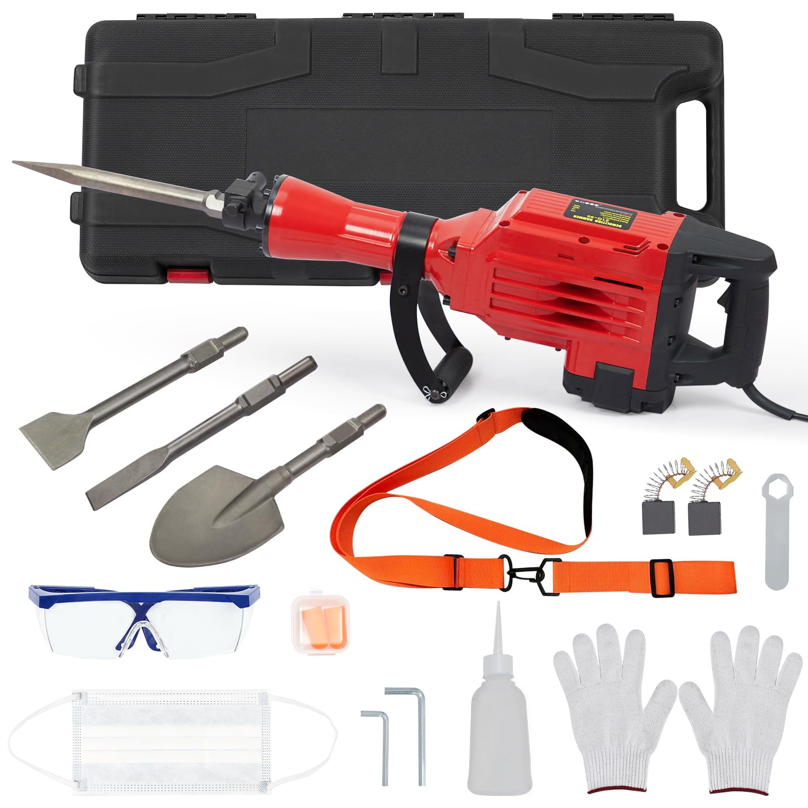 2200W Demolition Jack Hammer 1400 BPM Jack Hammer Concrete Breaker Tool ...