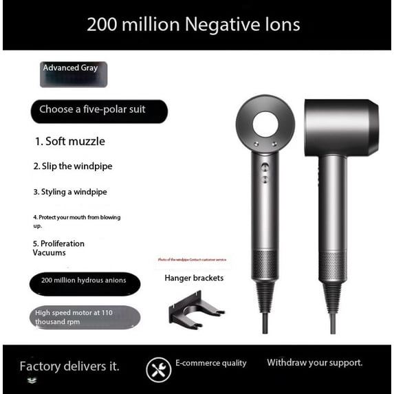 2200W High-Speed Hair Dryer Pro - 200M Negative Ions · 62m/s · Ultra ...