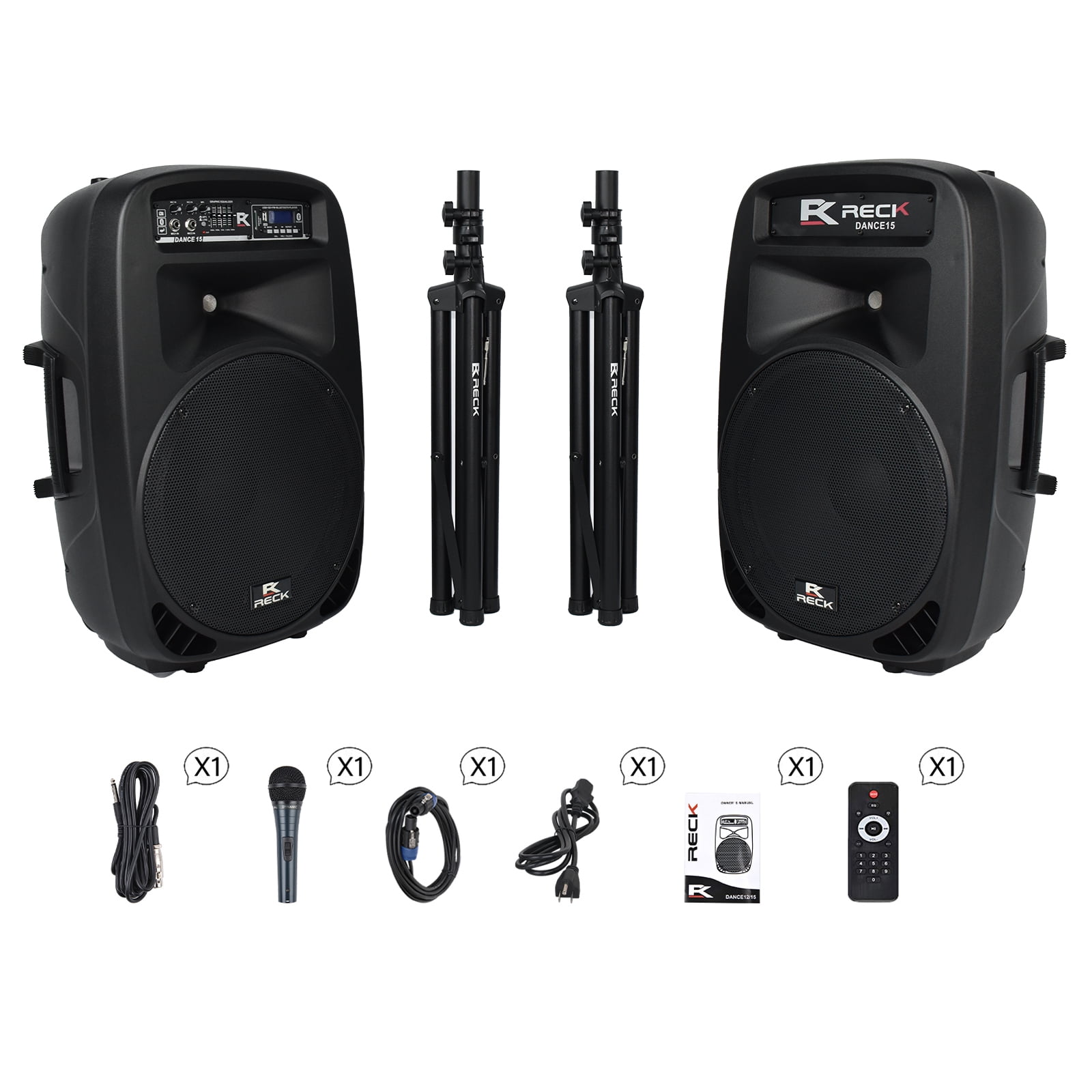 2200W High-Strength PRORECK DANCE 15 15" Full Range Powered PA Speaker ...