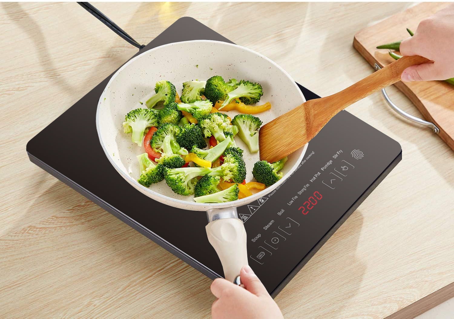 2200W Portable Induction Cooktop Countertop Single Cooker Burner Stove ...