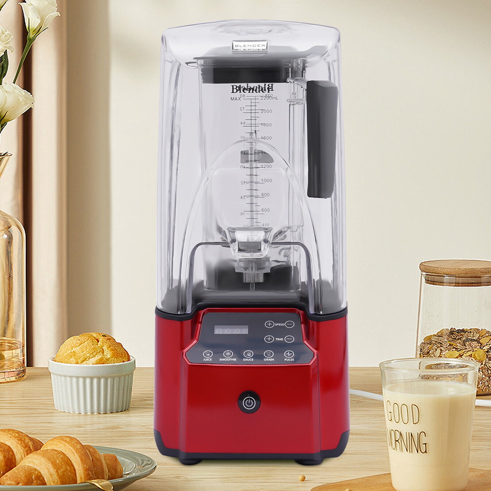 2200W Professional Blender with Shield, Quiet Sound Enclosure, Timer ...