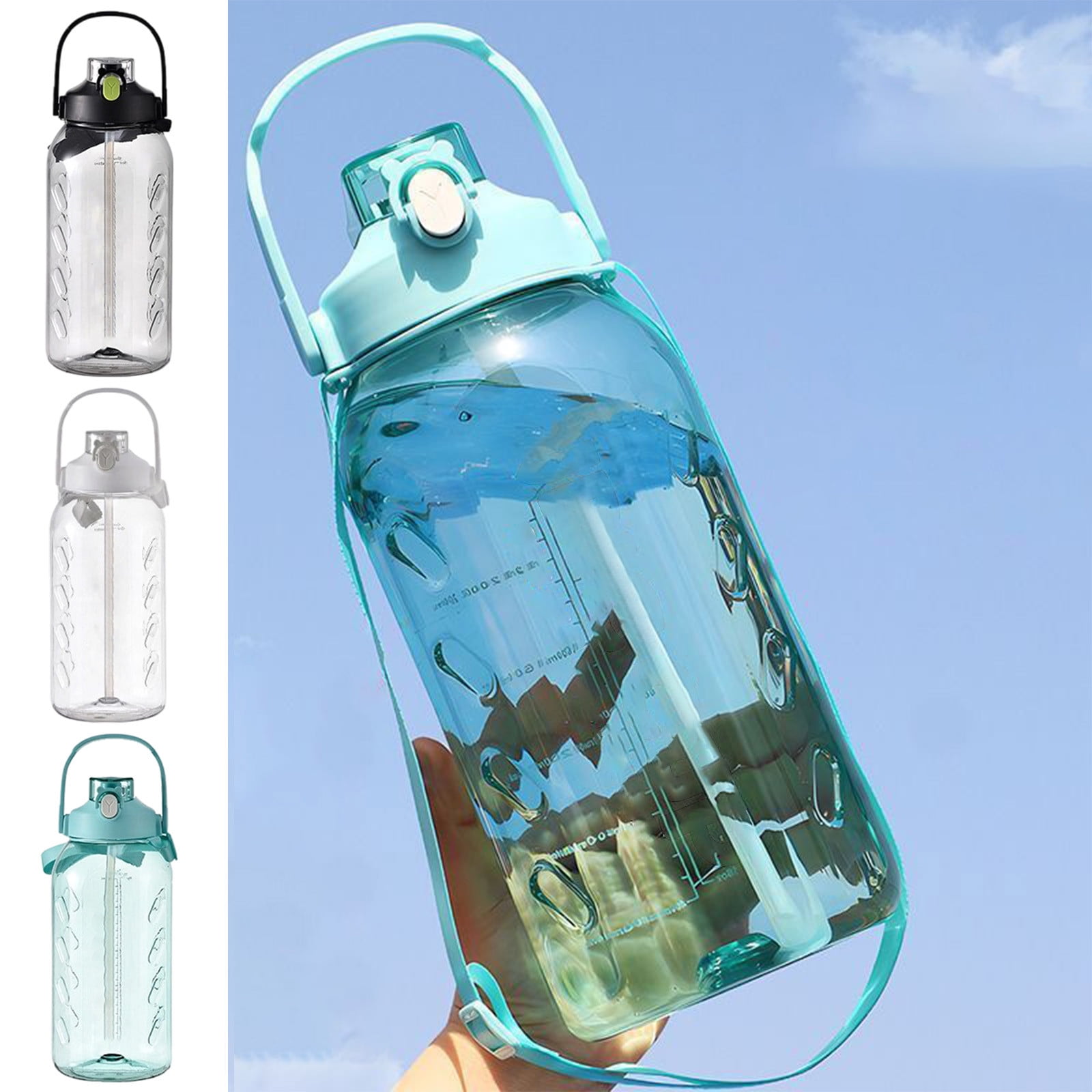 2200ml Large Water Bottle - Leakproof Plastic Sports Jug, Portable Gym ...