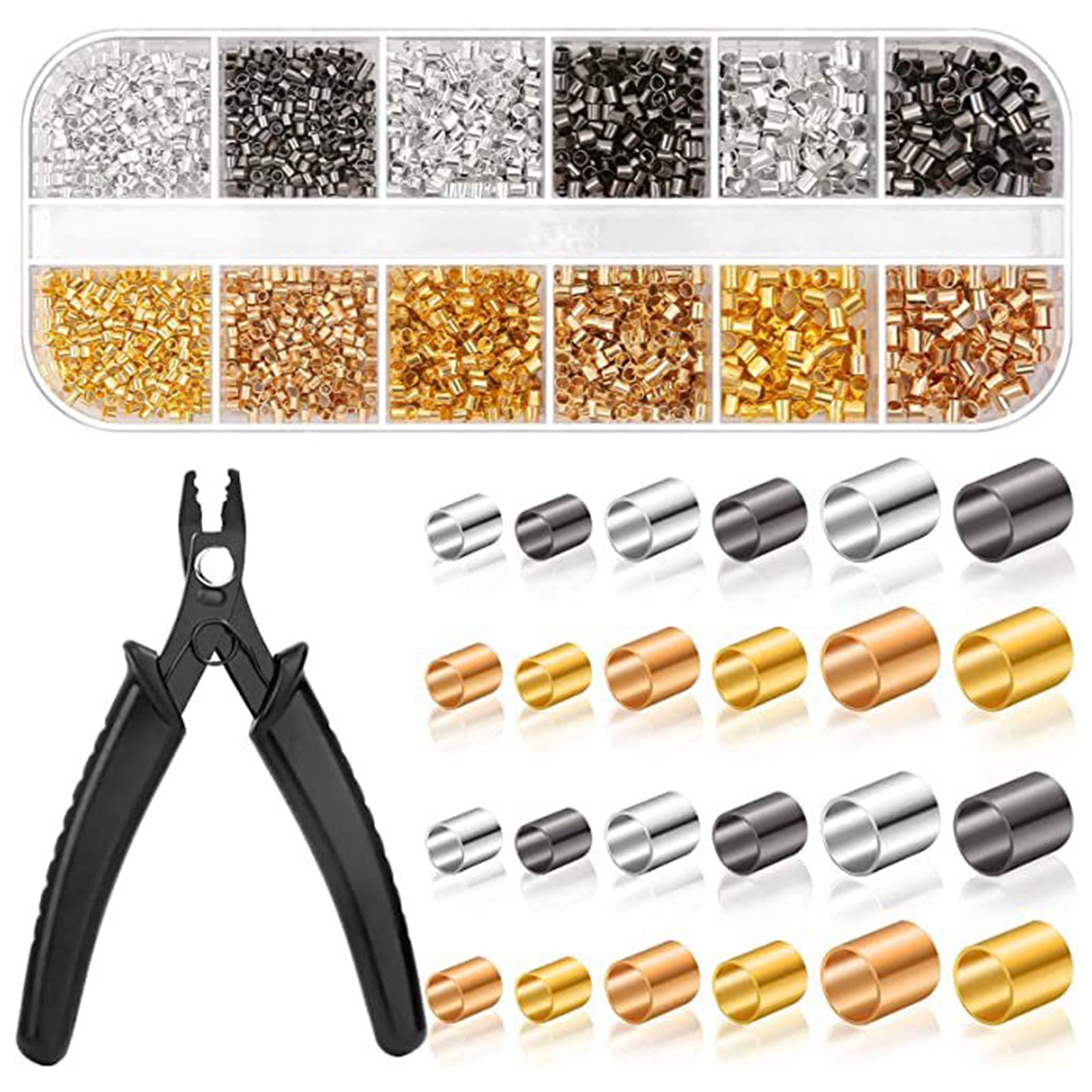 2200pcs Crimp Beads Set Crimp Tubes with Crimping Pliers Jewelry Making ...