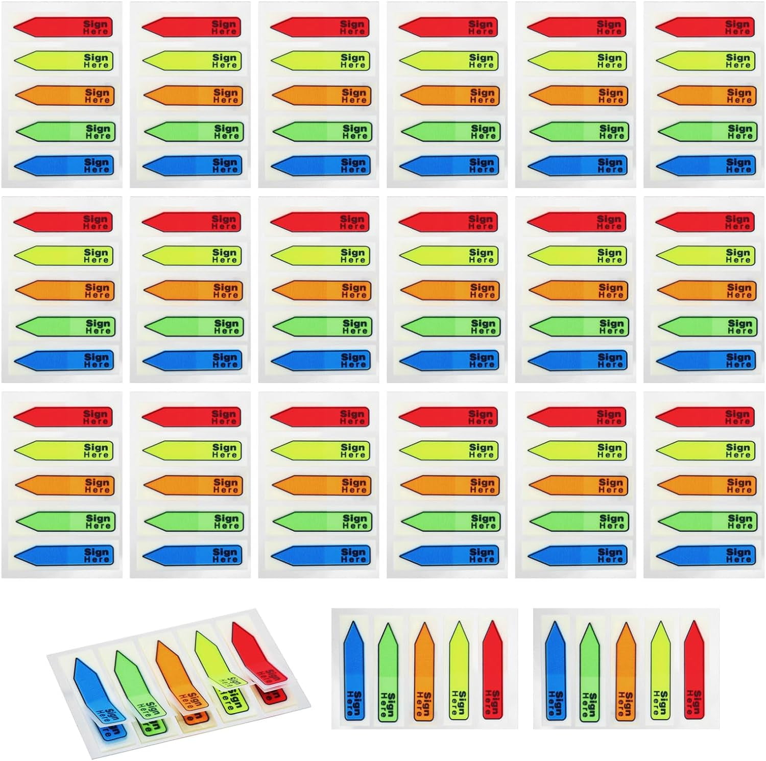 2200pcs/22Packs Sign Here Tabs Sign Here Stickers Sign Here Sign Date ...
