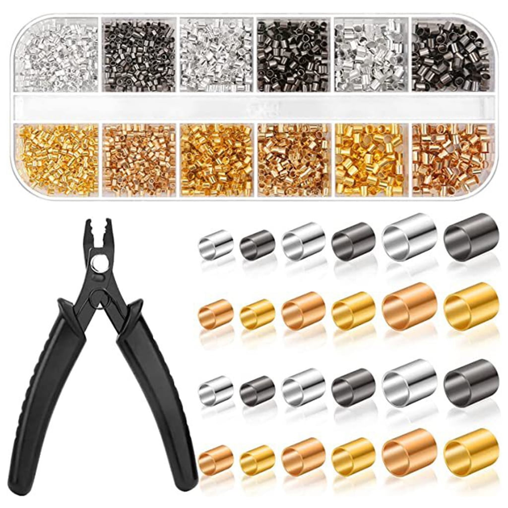 2200pcs Crimping Beads Set Crimp Tubes with Crimping Pliers Jewelry ...