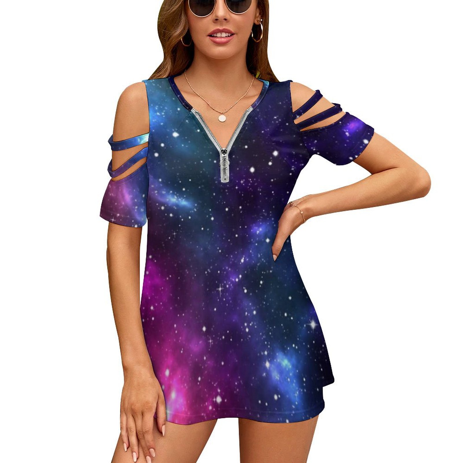 2201 Women Print T Shirt Casual Off Shoulder Loose Pullover Tops ...