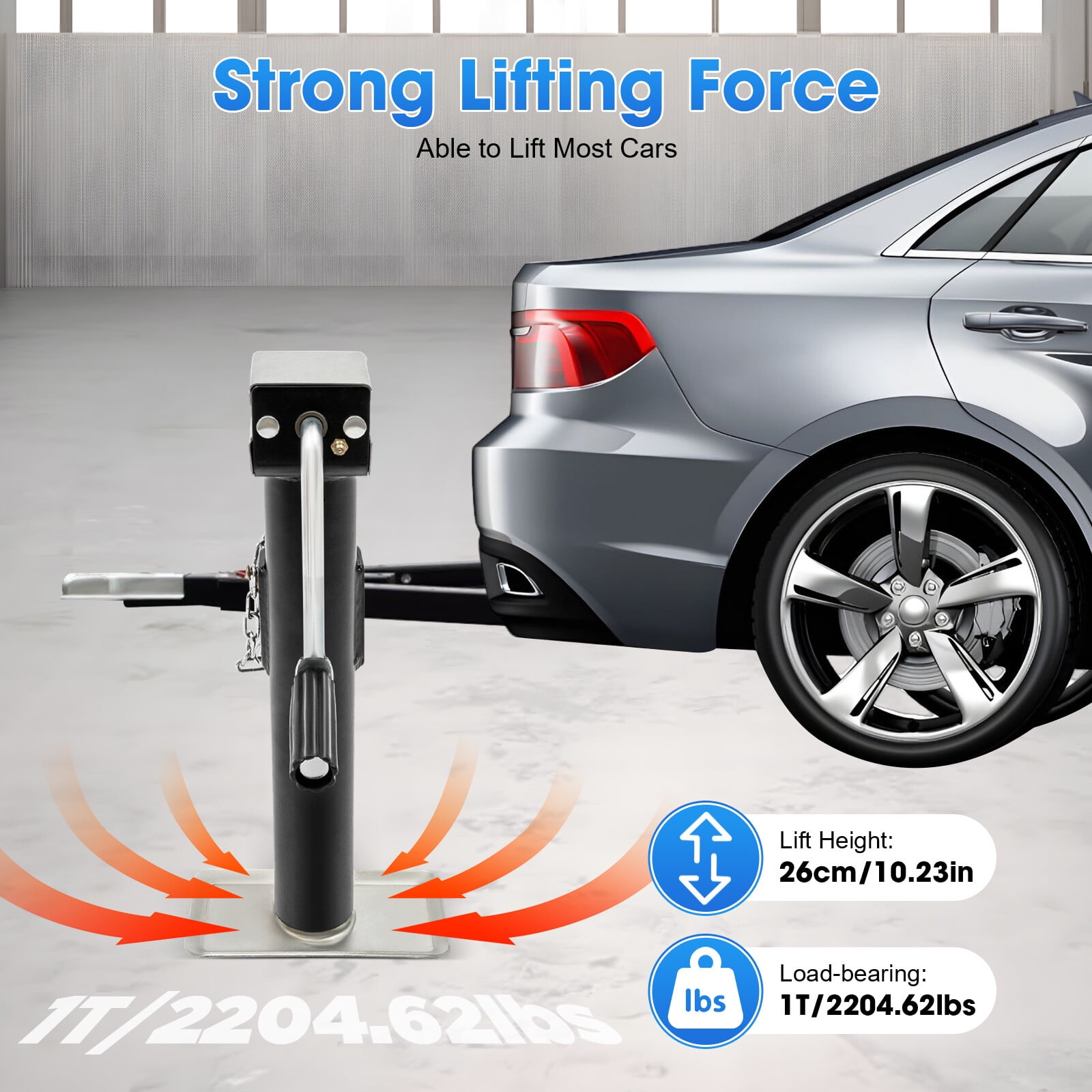2204.62lbs Load Swivel Trailer Jack Hand-Cranked Car Jack Manual Jack ...