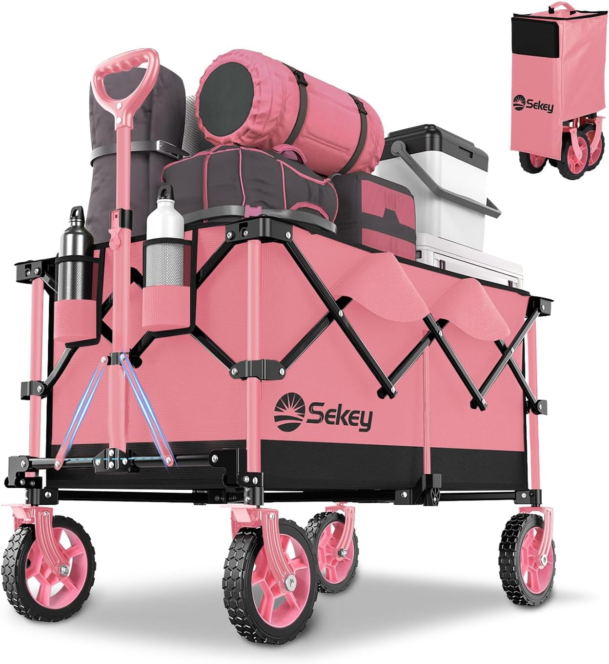 220L Collapsible Foldable Wagon with 330lbs Weight Capacity, Heavy Duty ...