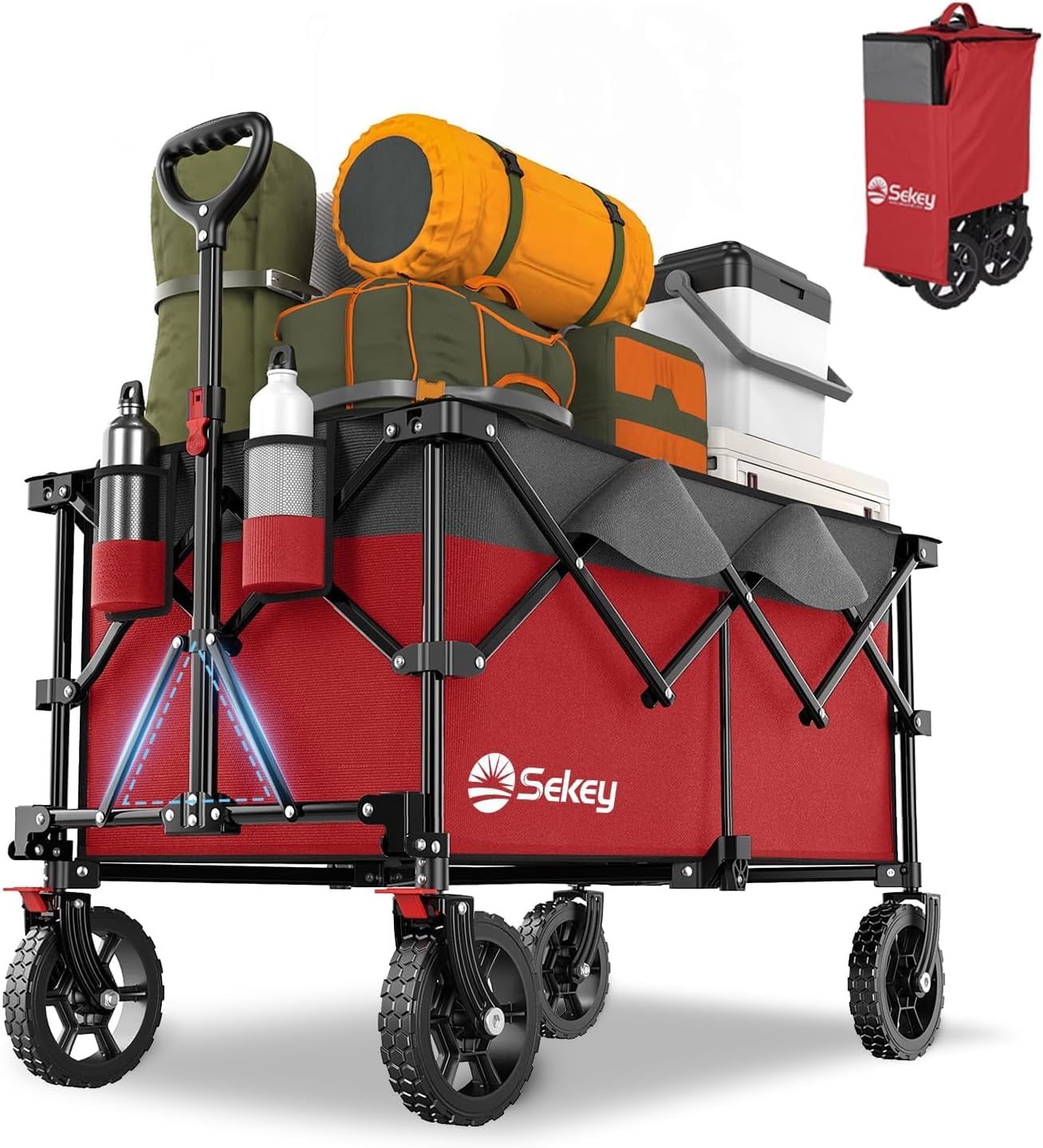 220L Collapsible Foldable Wagon with 330lbs Weight Capacity, Heavy Duty ...