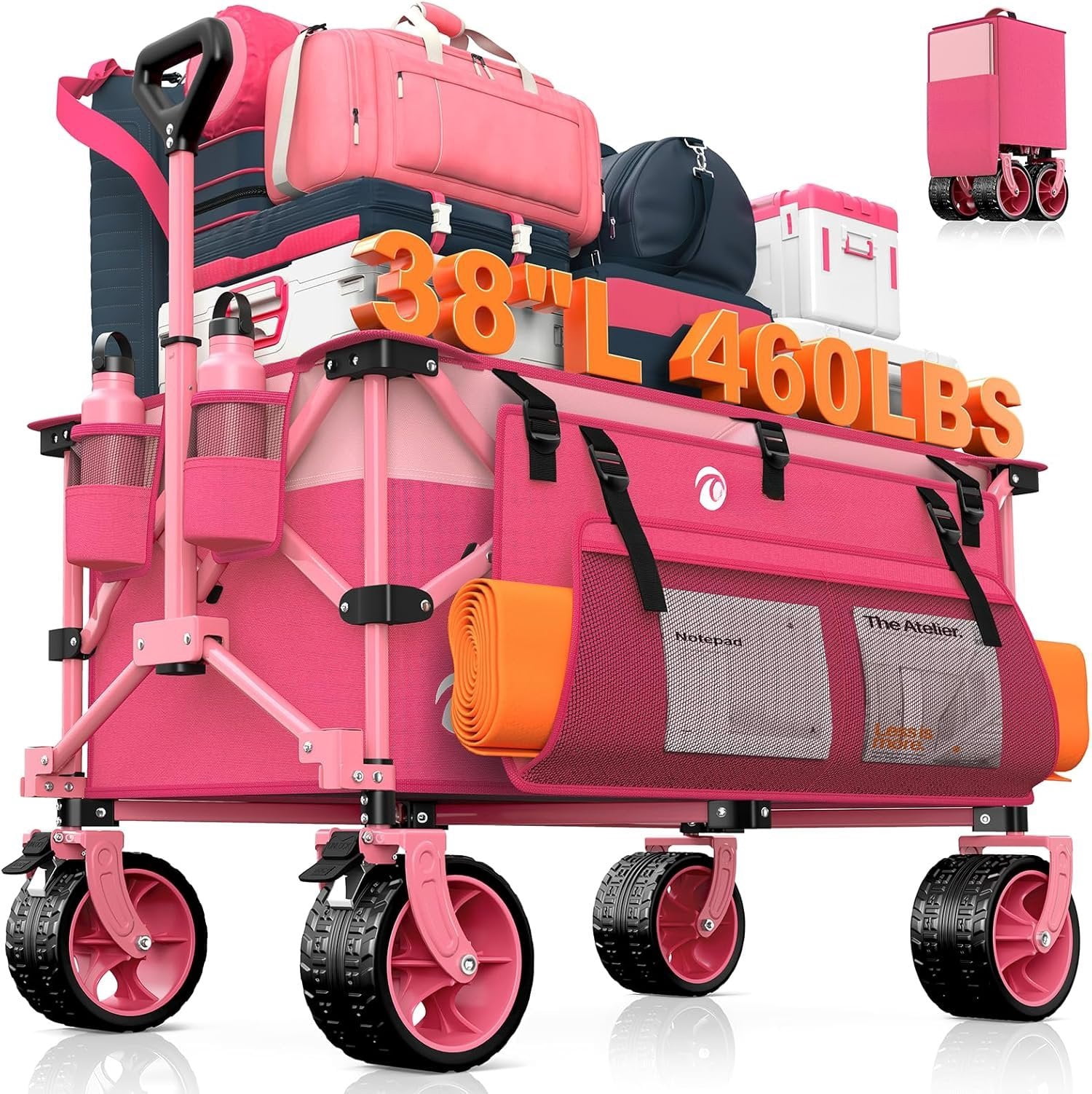 220L Collapsible Wagon Cart Foldable, 460lbs Load Capacity Folding ...