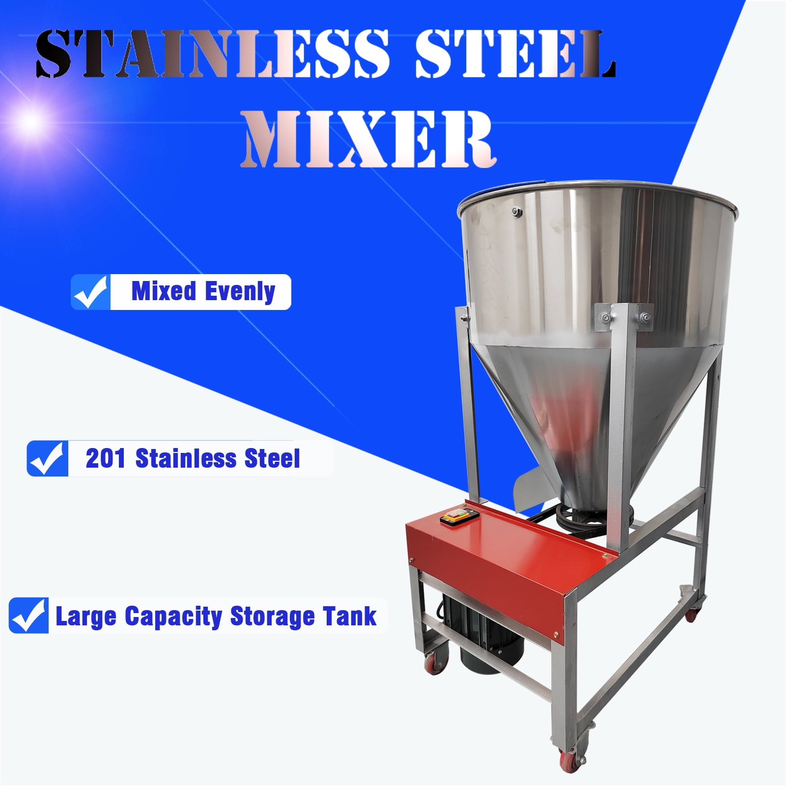 220LBS Feed Mixer Granular Food Machine No Lifting Bucket Stainless ...