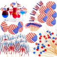 220PCS 4th of July Cocktail Picks USA Flag Drink Umbrellas Fruit Sticks ...