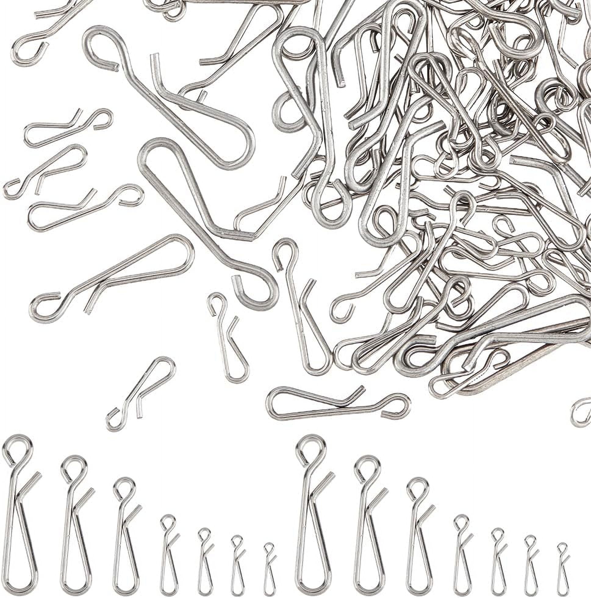 220PCS 7 Sizes Stainless Steel Fast Fishing Swivel Snap Clips Hooks ...