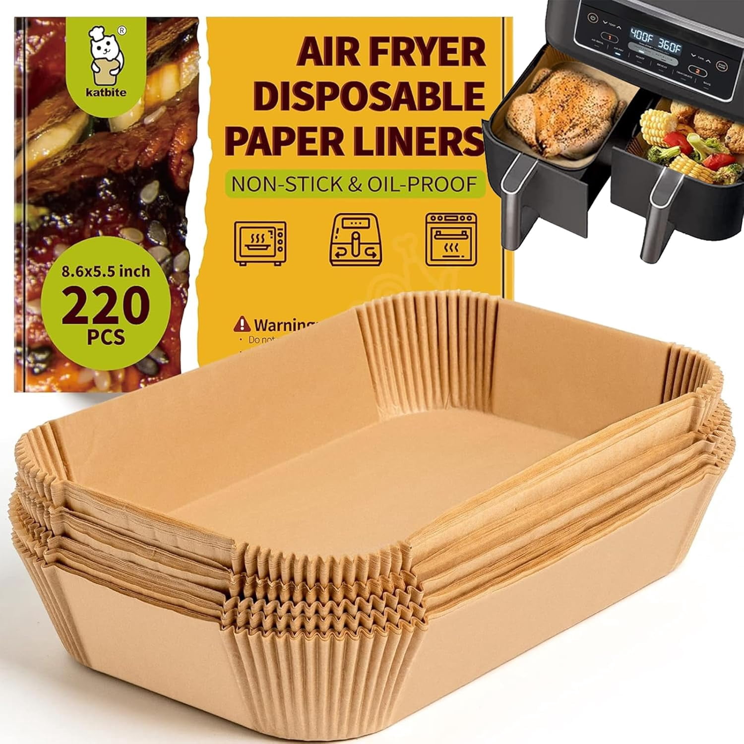 220PCS DZ201 Air Fryer Liners Disposable, 8.6x5.5'' Rectangle Airfryer ...