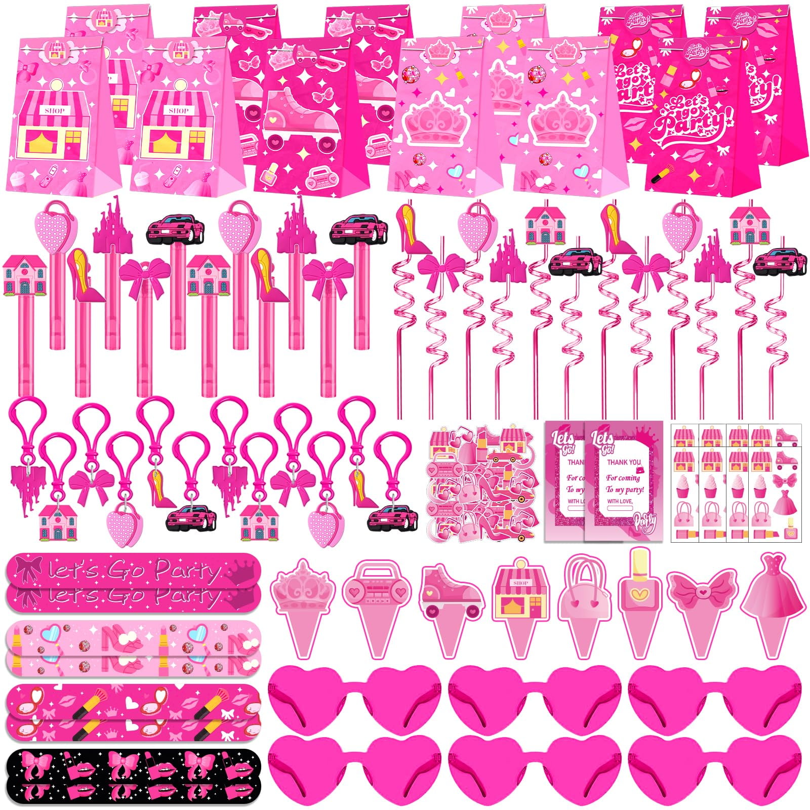 220PCS Pink Party Favors KEF16 Kit for Girls - Birthday Supplies ...