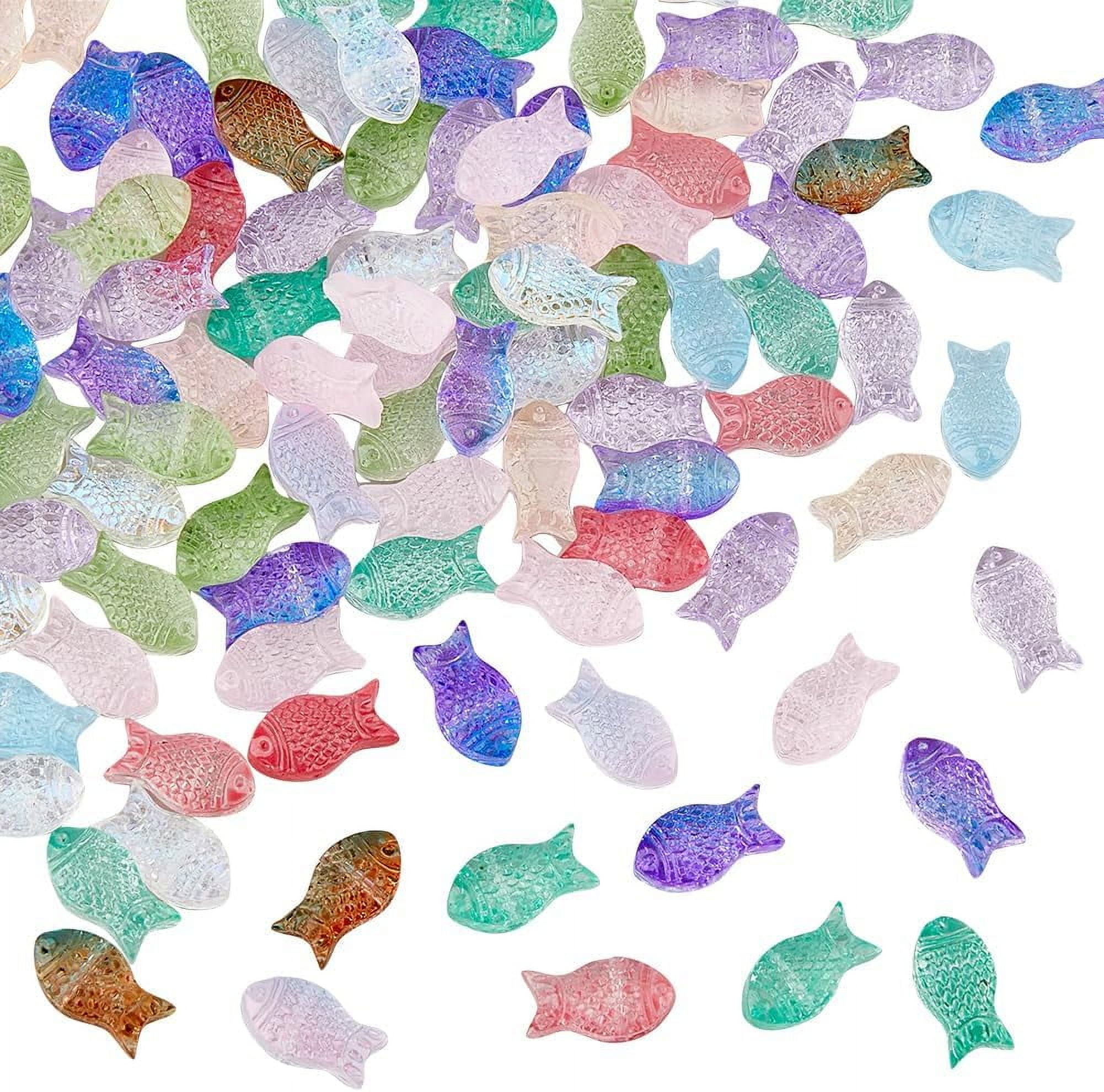 220Pcs 11 Colors Glass Fish Beads Spray Painted Glass Beads Ocean ...