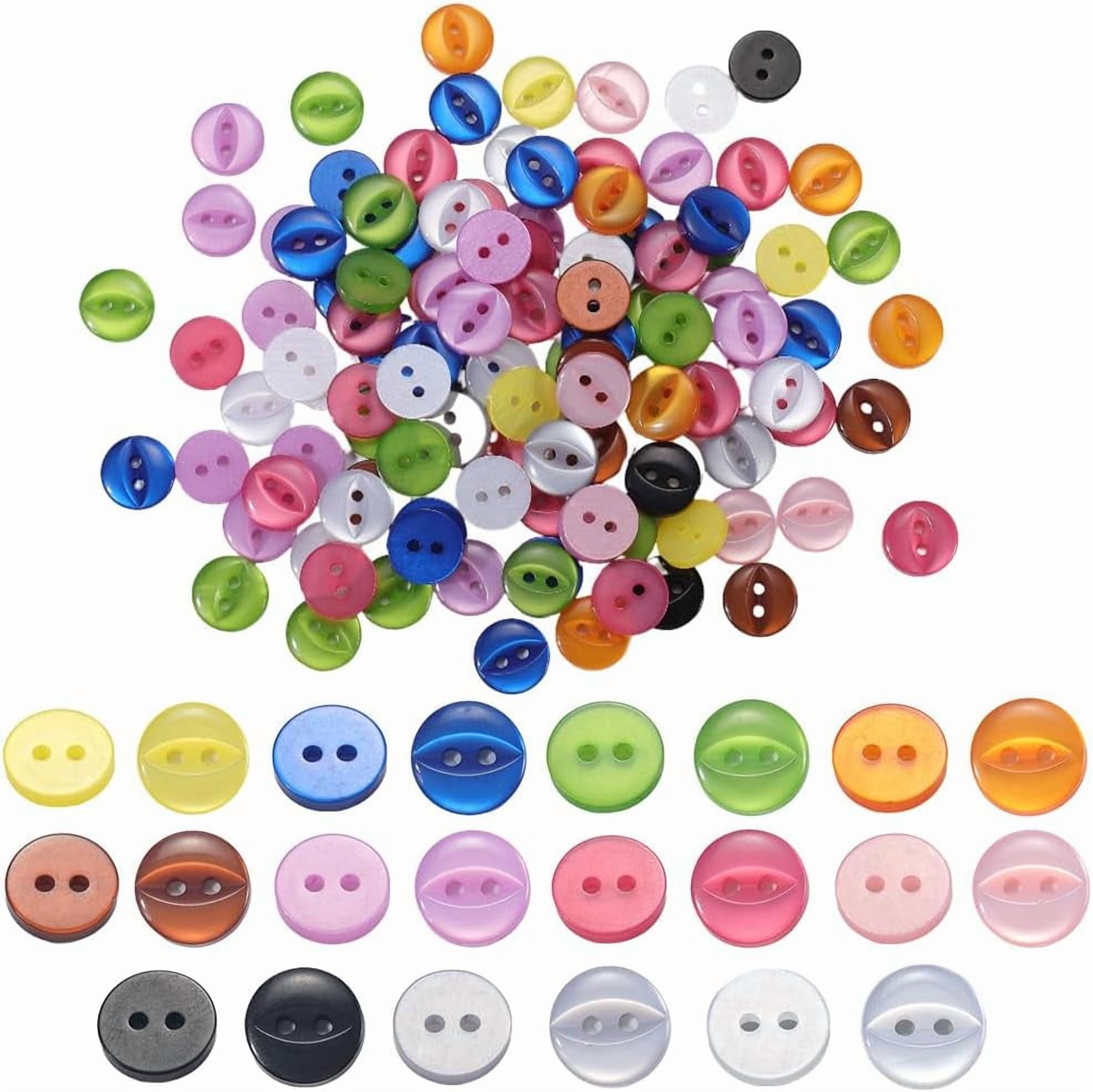 220Pcs 11 Colors Resin Buttons 2-Hole Flat Round Mixed Color 11.5x2.5mm ...