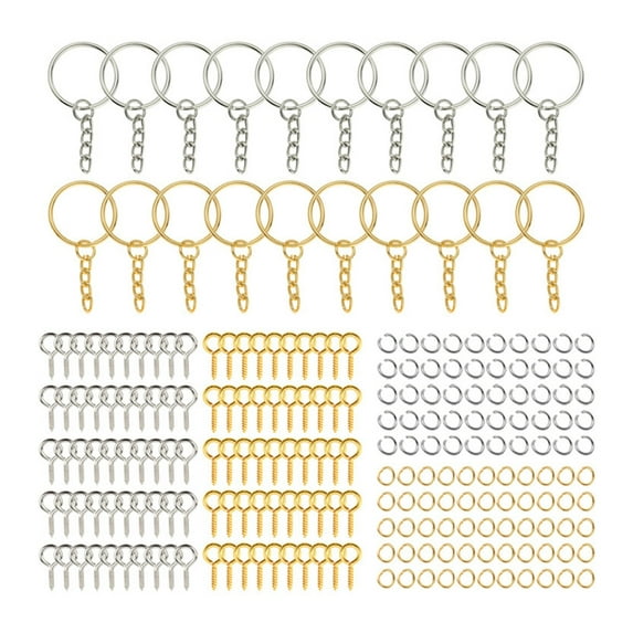 220Pcs Chain Rings Silver Gold Keyrings Chain Link Open Jump Rings ...