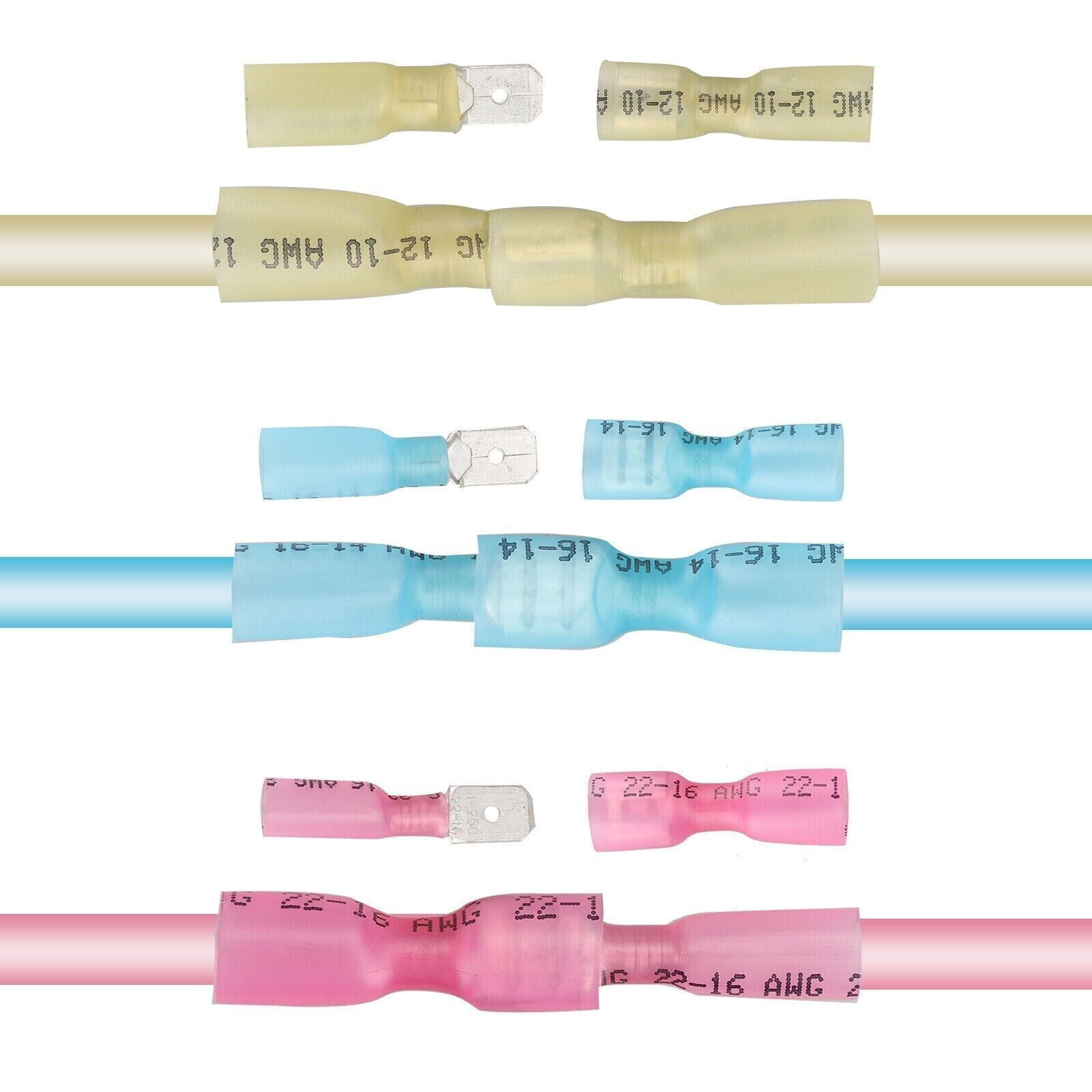 220Pcs Heat Shrink Spade Connectors Male Female Electrical Wire Butt ...