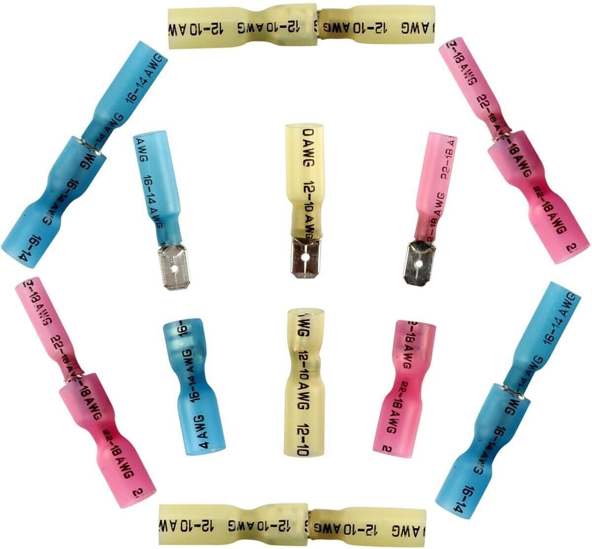 220Pcs Heat Shrink Spade Connectors Male Female Electrical Wire Butt ...