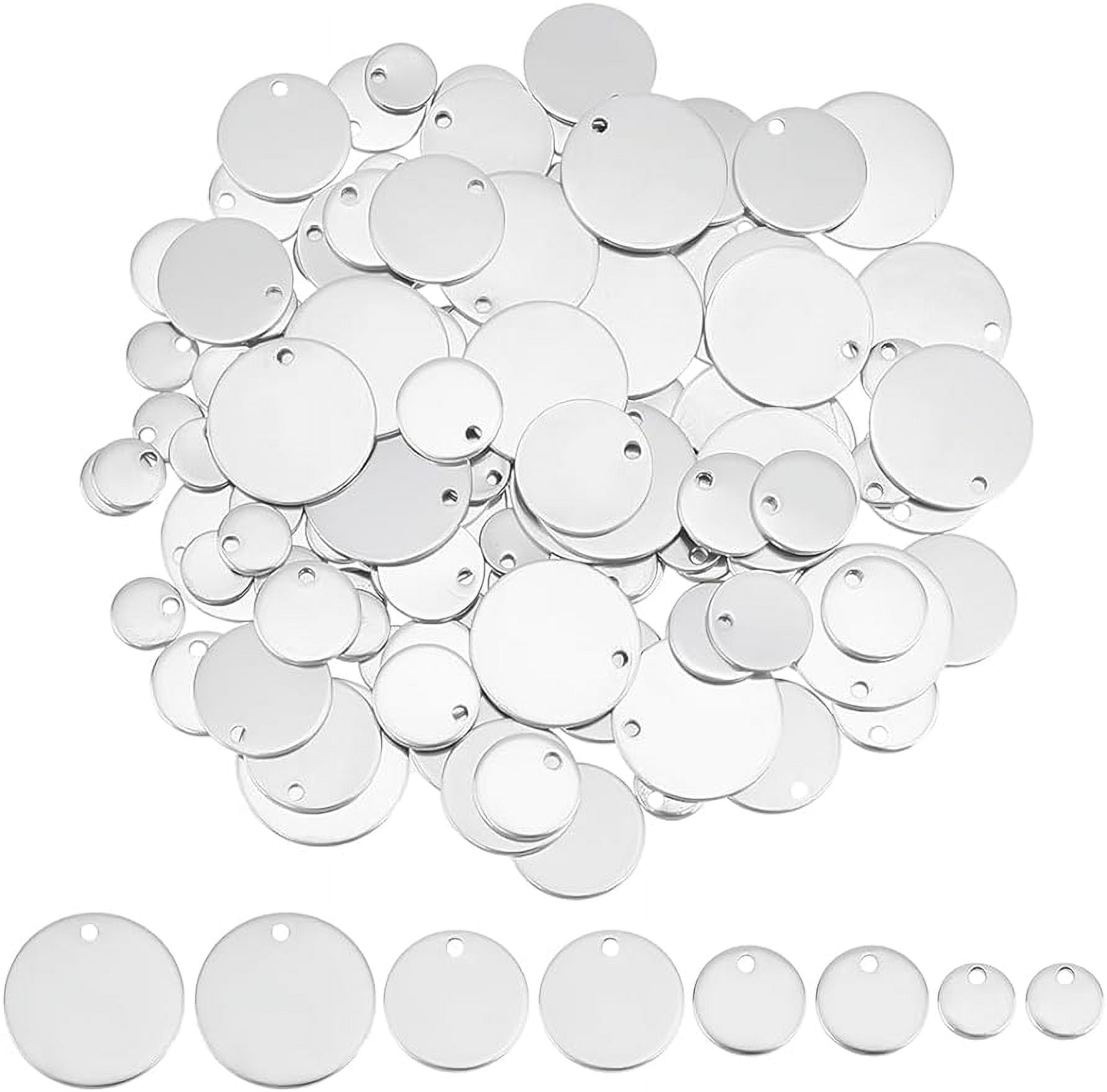 220Pcs Stamping Blank Tags 7/10/13/16mm Flat Round Tag Pendants Disc ...
