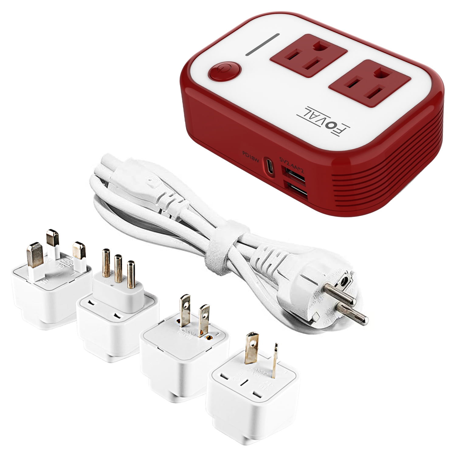 FOVAL Travel Adapter: 220V to 110V Converter, 3 USB Ports, 2 AC Outlets ...