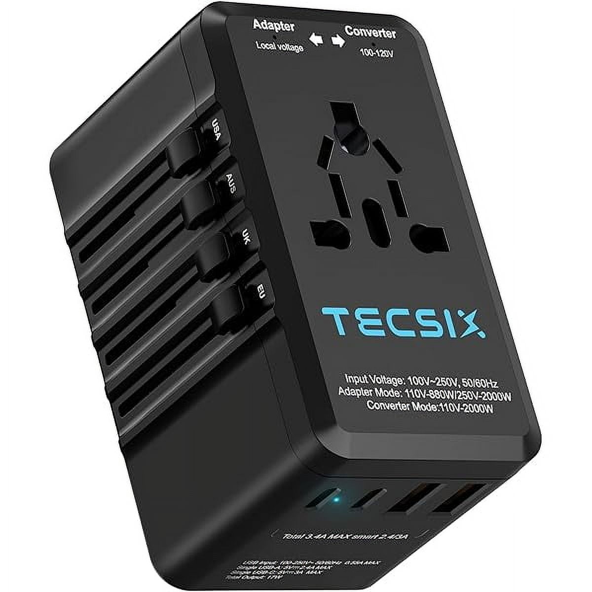 220V to 110V Voltage Converter, TECSIX Universal Travel Power Converter ...