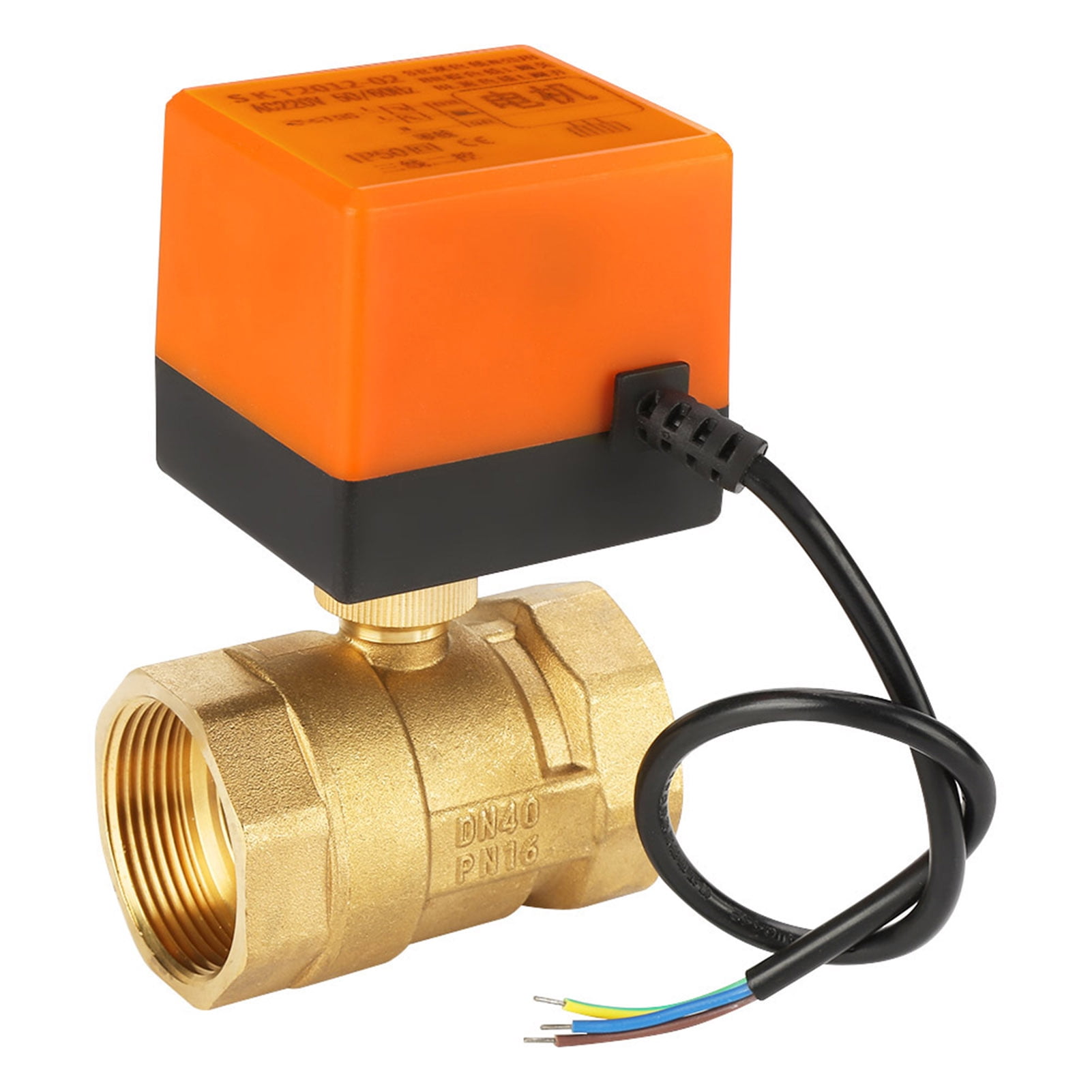 220V 2-Way 3-Wire Brass Motorized Ball Valve, DN40 G1-1/2", Electric ...