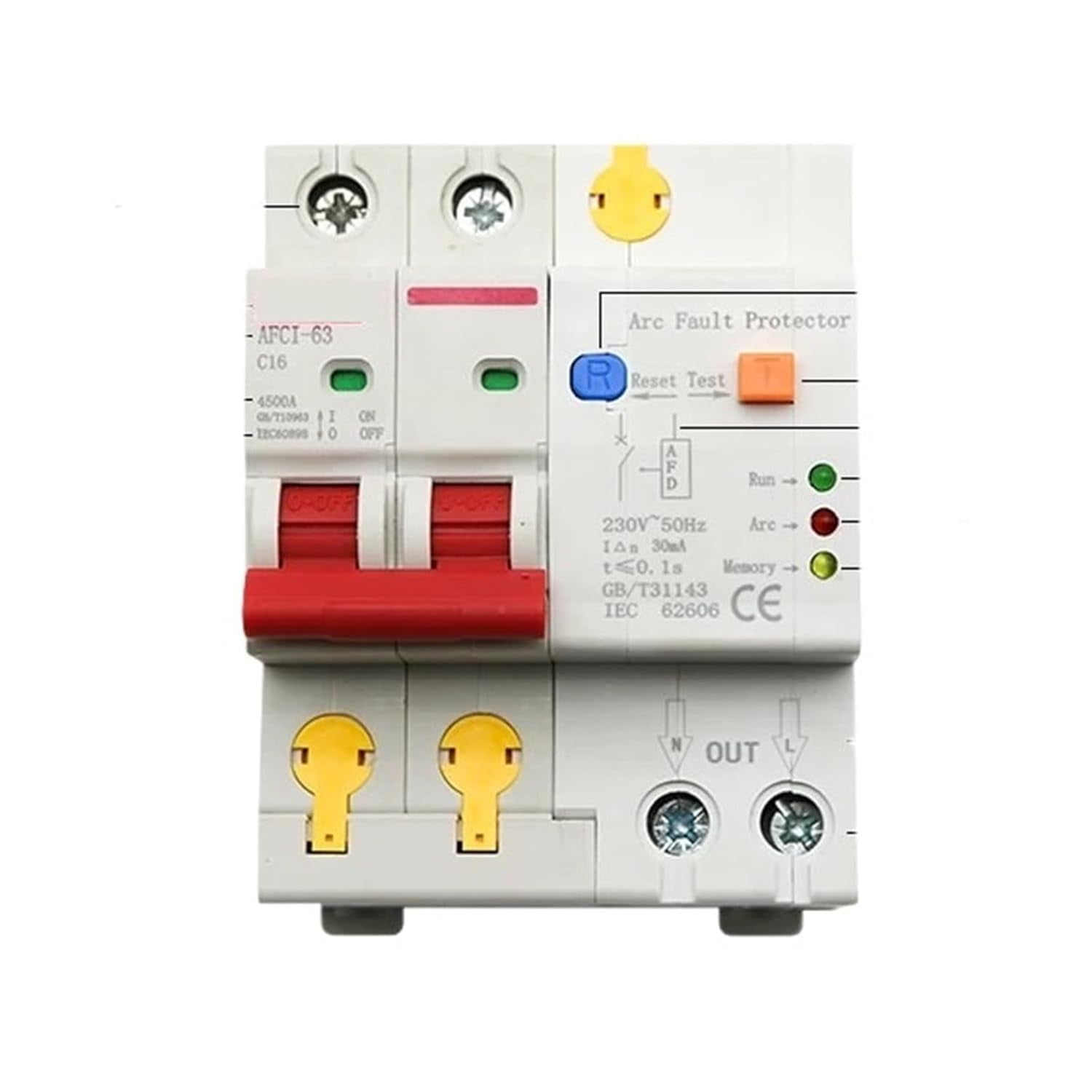 220V 2P AFDD AFCI Arc Fault Protector Detector Circuit Breaker Interrupt Overload Leakage Short ...