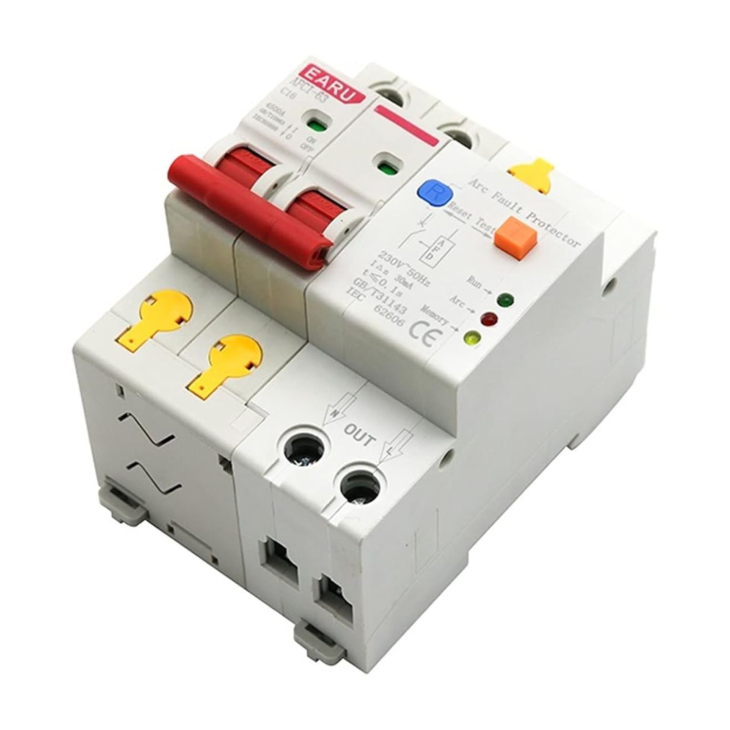 220V 2P Arc Fault Protector Circuit Breaker Interrupte Overload Earth ...
