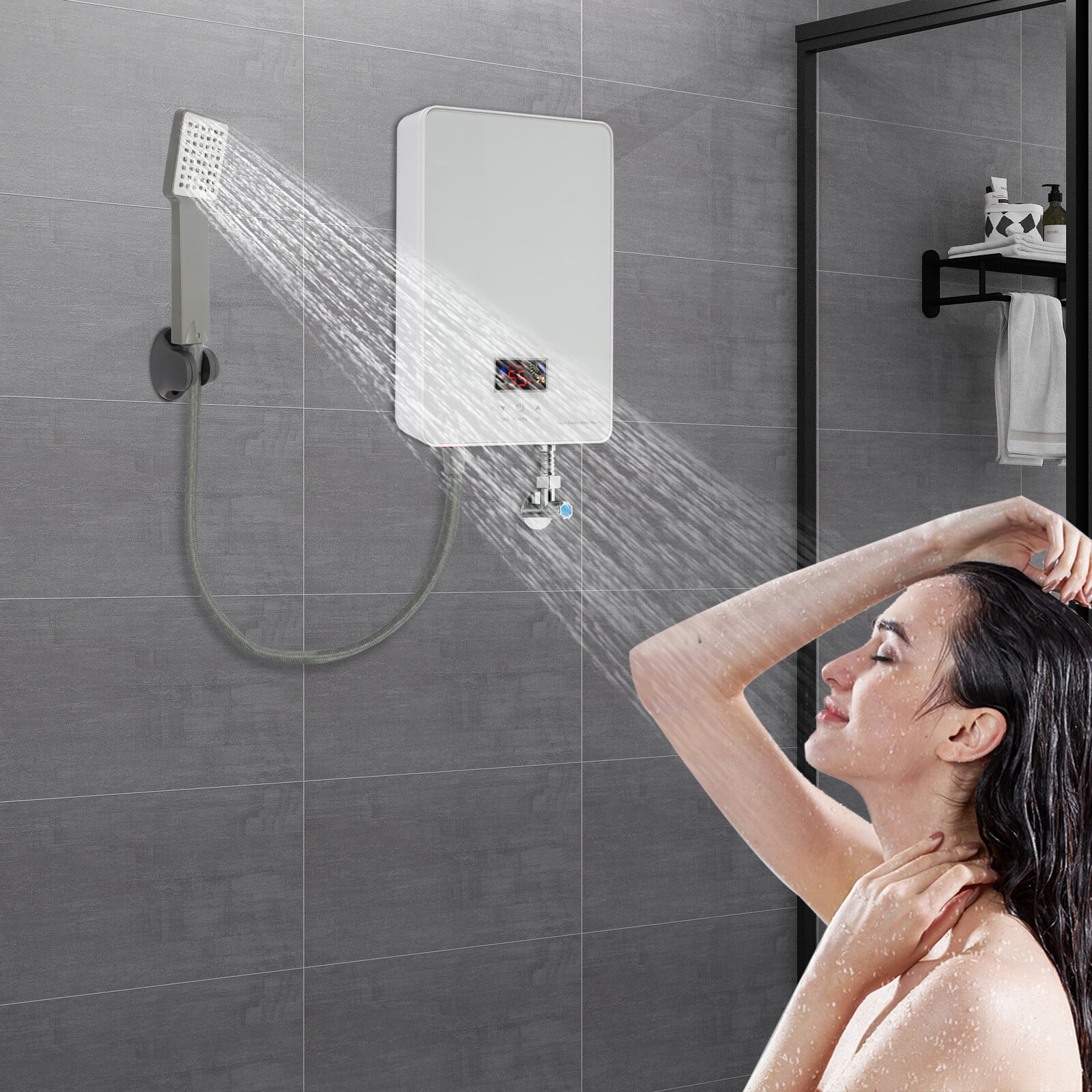 220V 6000W Instantaneous Water Heater with Shower Head for Quick Hot ...