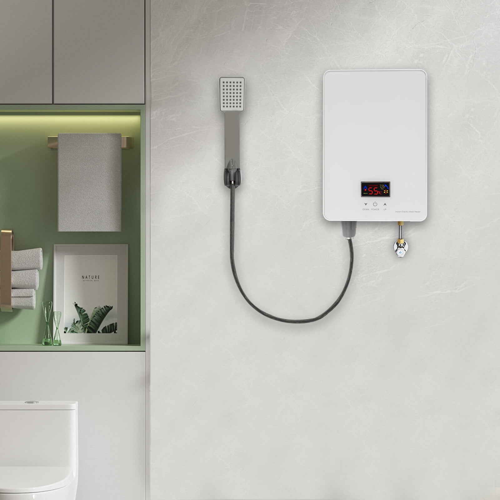 220V 6000W Instantaneous Water Heater with Shower Head for Quick Hot ...