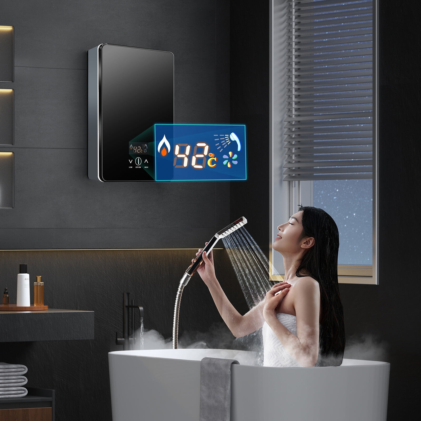 220V 8L Instant Electric Tankless Home Hot Water Heater 6500W Whole ...
