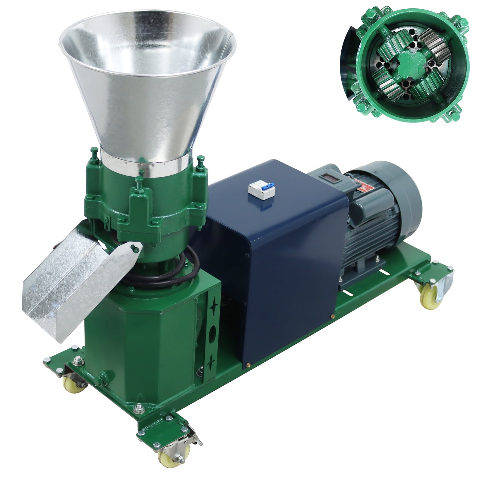 220V Animal Poultry Feed Pellet Mill Machine Body 4 Head Rollers ...