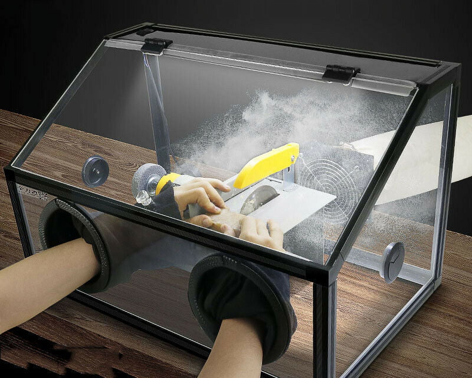 220V Electric 2 Holes Enclosed Grinding Table Polisher Acrylic Dust Box ...
