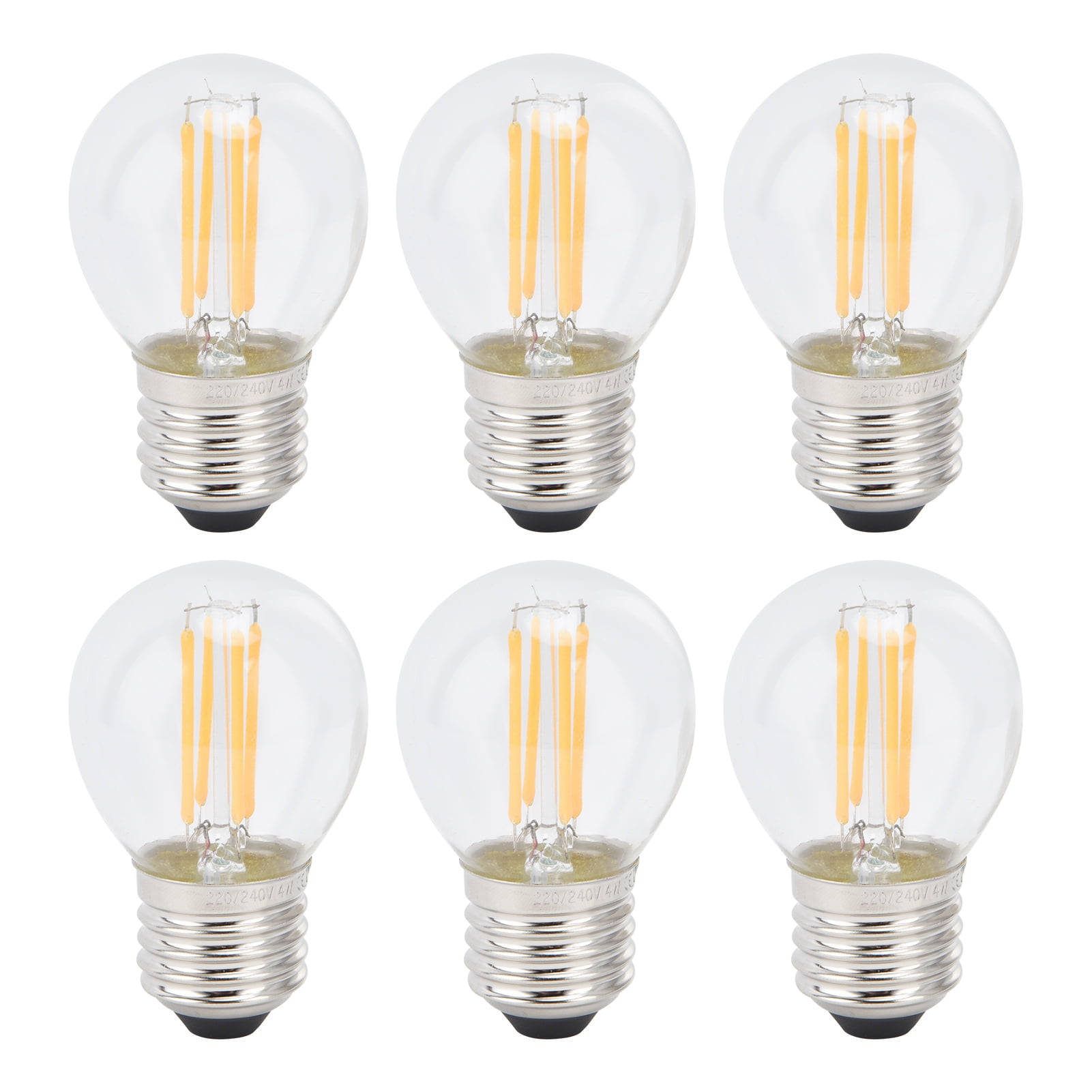 220V Warm White LED Filament Bulbs (4W, 6-Pack) for Chandeliers & Table ...