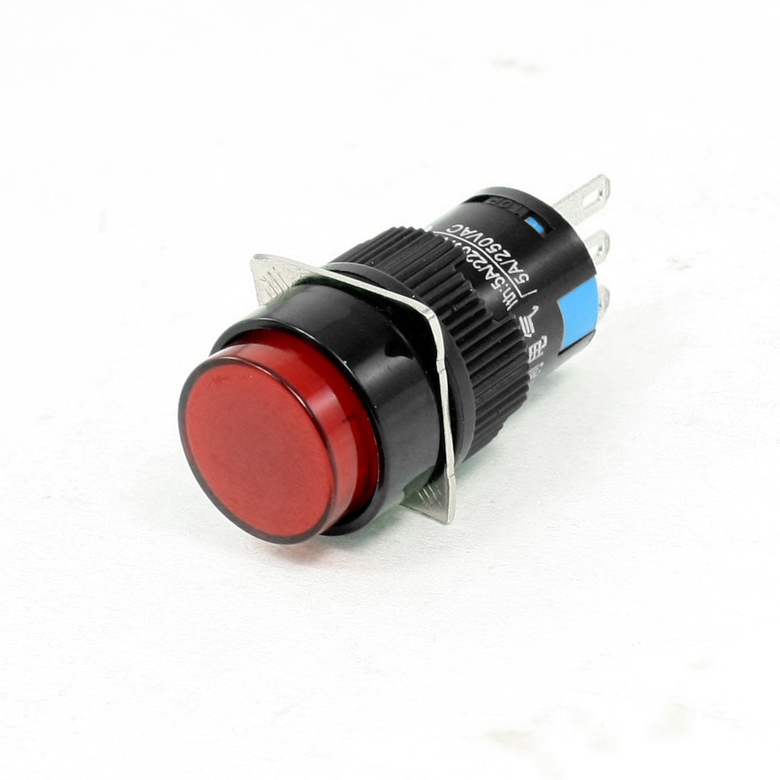 220VAC 5A 3 Terminals SPDT Momentary Red Round Push Button Switch 16mm ...