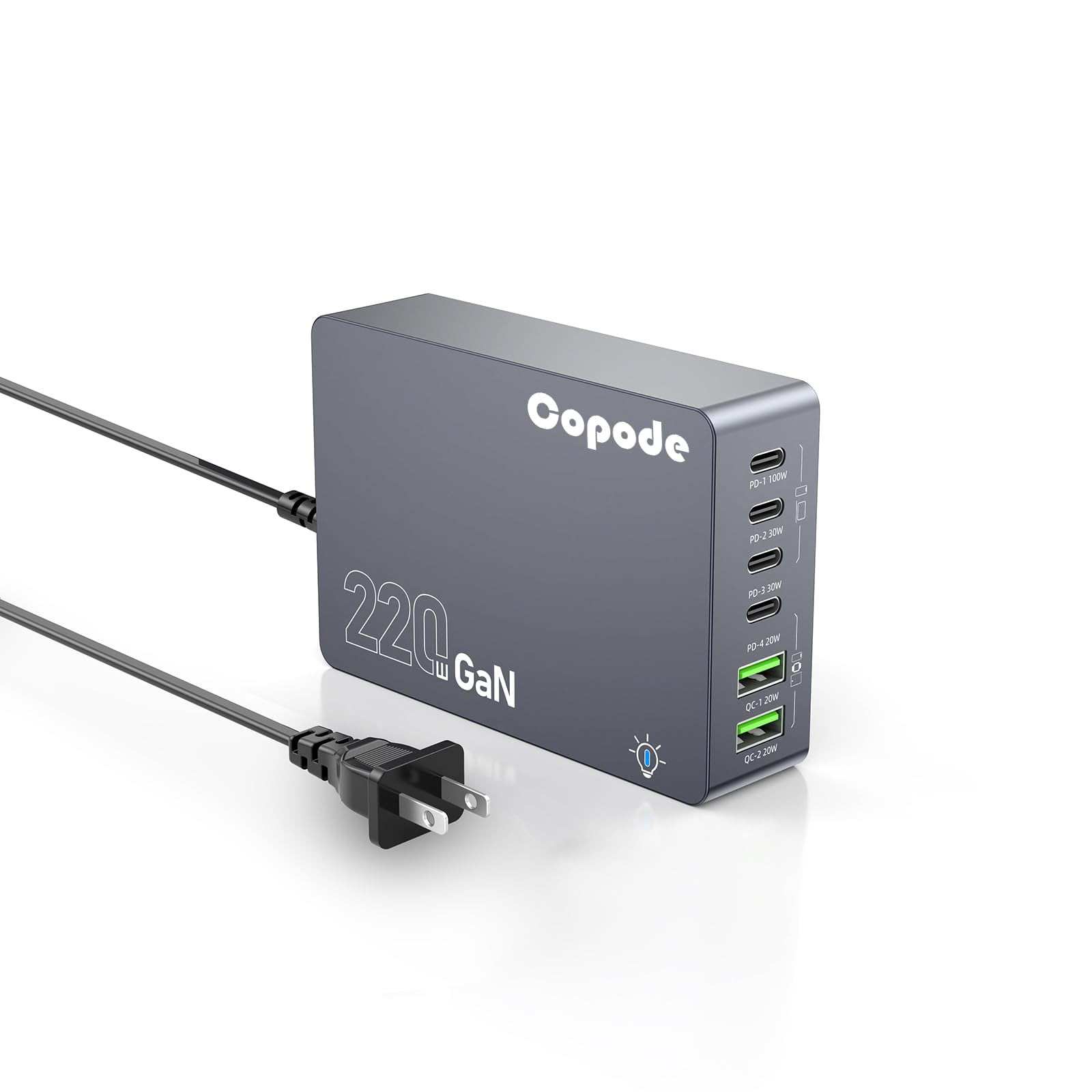 220W USB C Charger Block, 6-Port GaN USB C Charging Station PD 100W PC ...