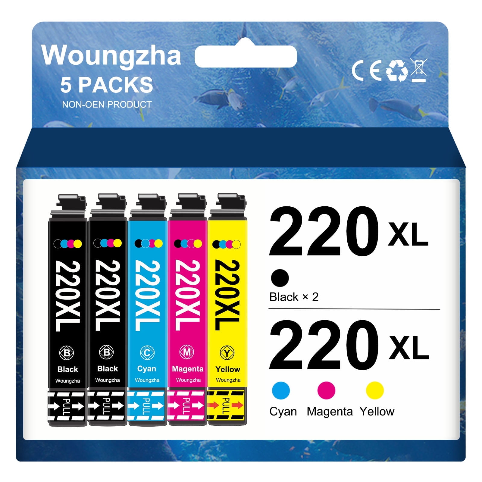 Woungzha 220XL Ink Cartridges, High-Yield, 5-Pack, Compatible with ...