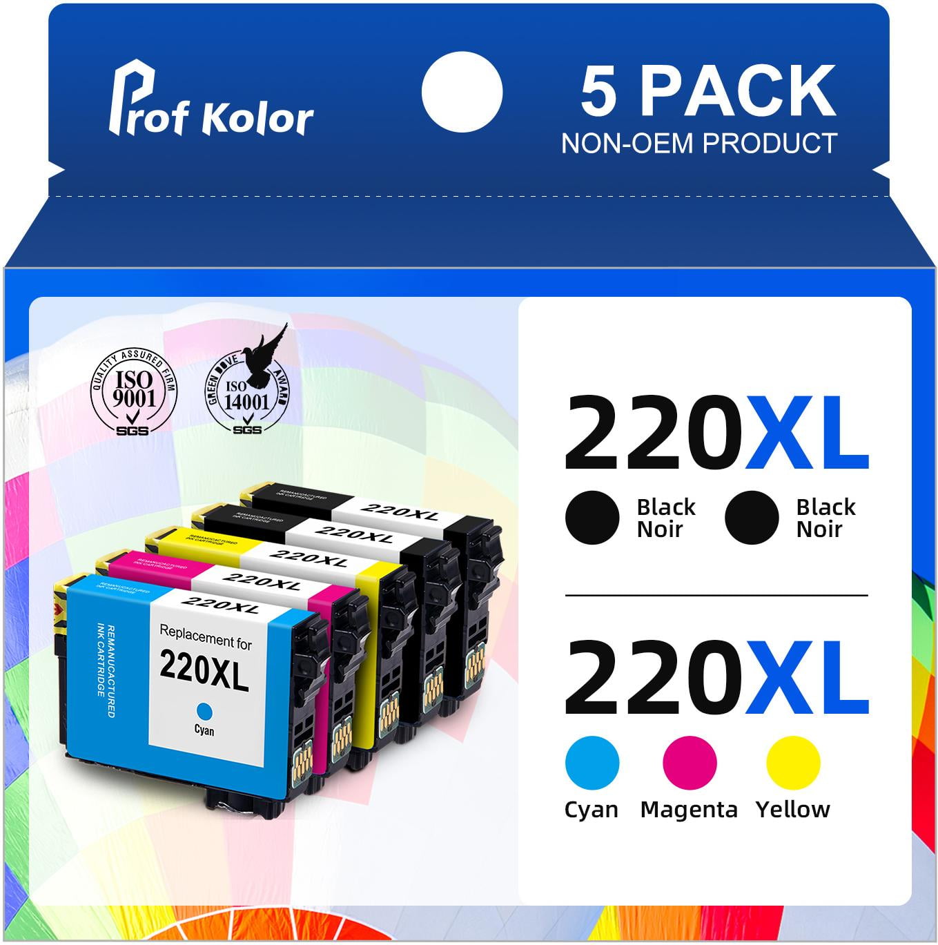 Epson 220XL Ink Cartridges 5-Pack(2B,1C,1M,1Y) for WF-2760, WF-2750, WF ...